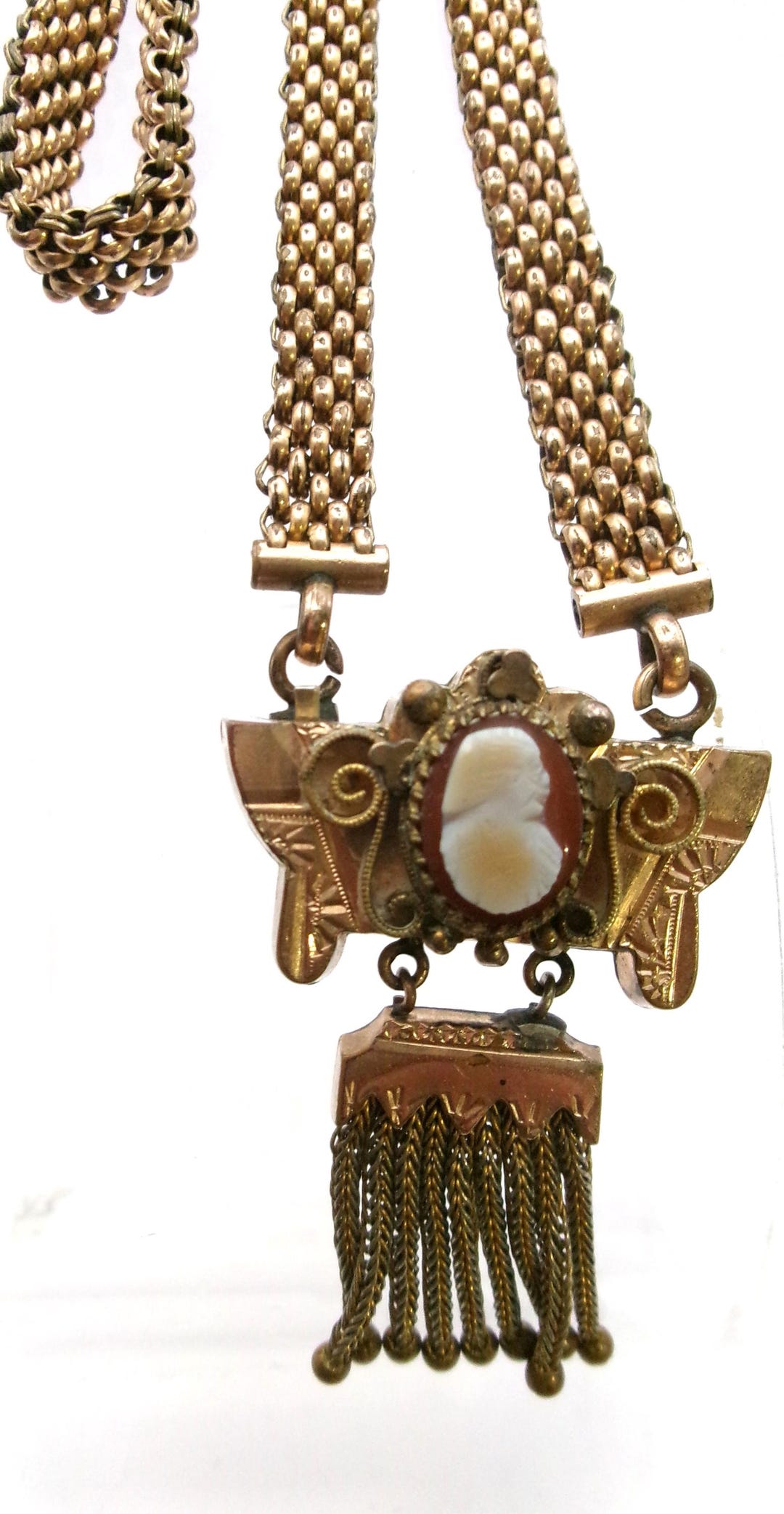 Antique Victorian Cameo Book Chain Necklace Gold Filled - Etsy