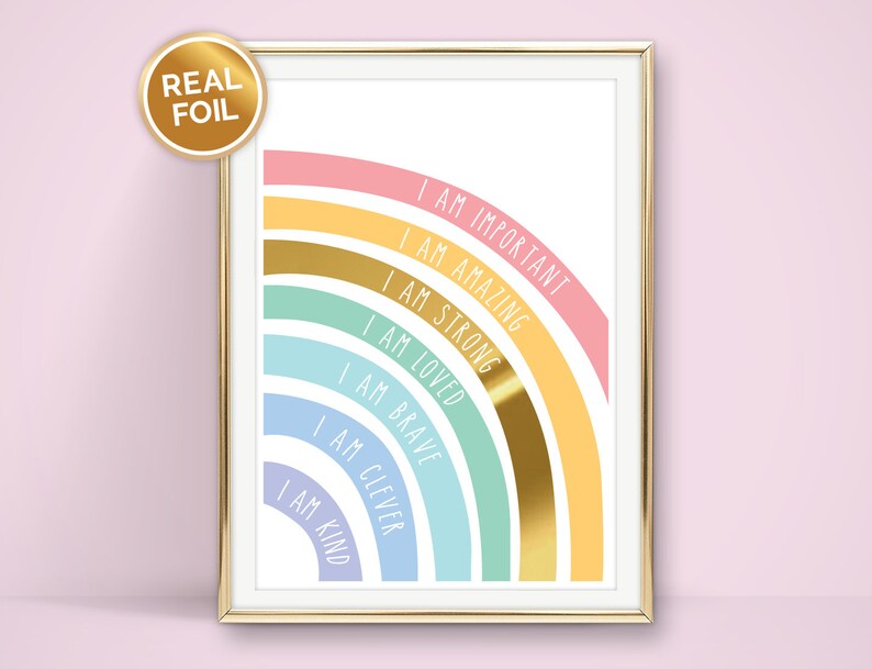 Rainbow With Foil Print I Am Important I Am Amazing I Am - Etsy UK