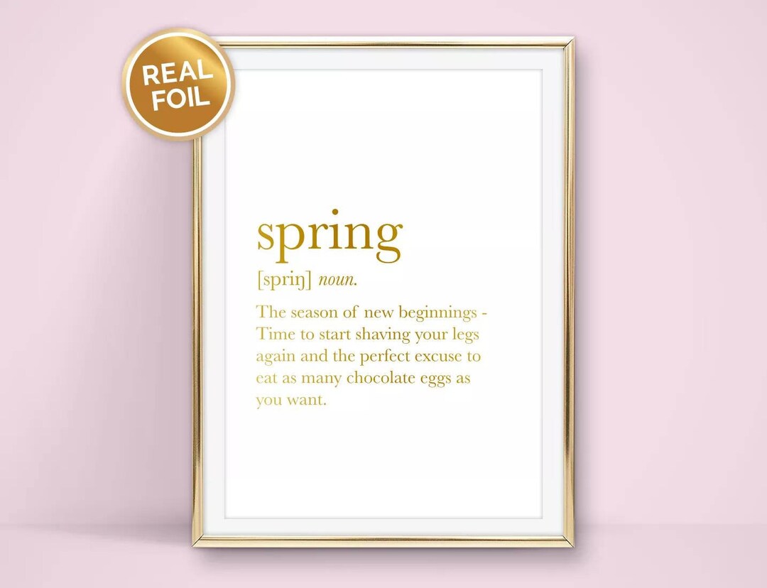 Spring Definition Wall Print, A4, A5, 7x5 or 6x4 Black or Foil Print ...
