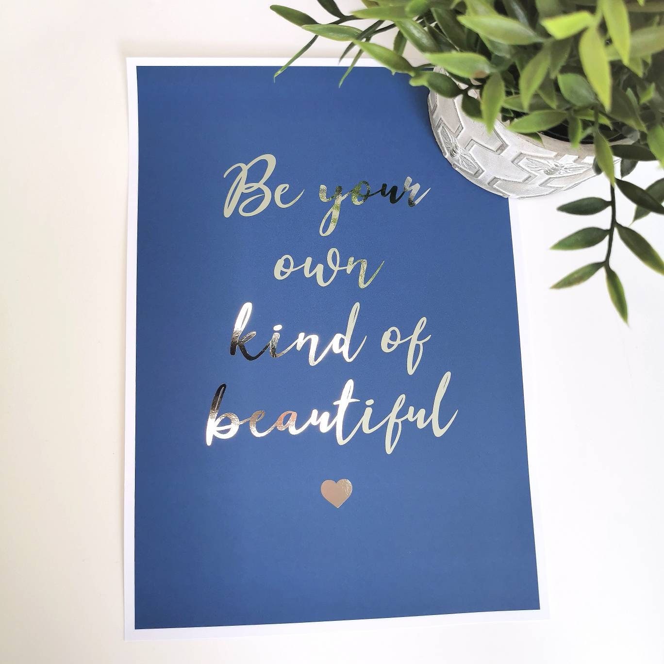 Personalised Foil Print on Navy Background Custom Text / - Etsy UK