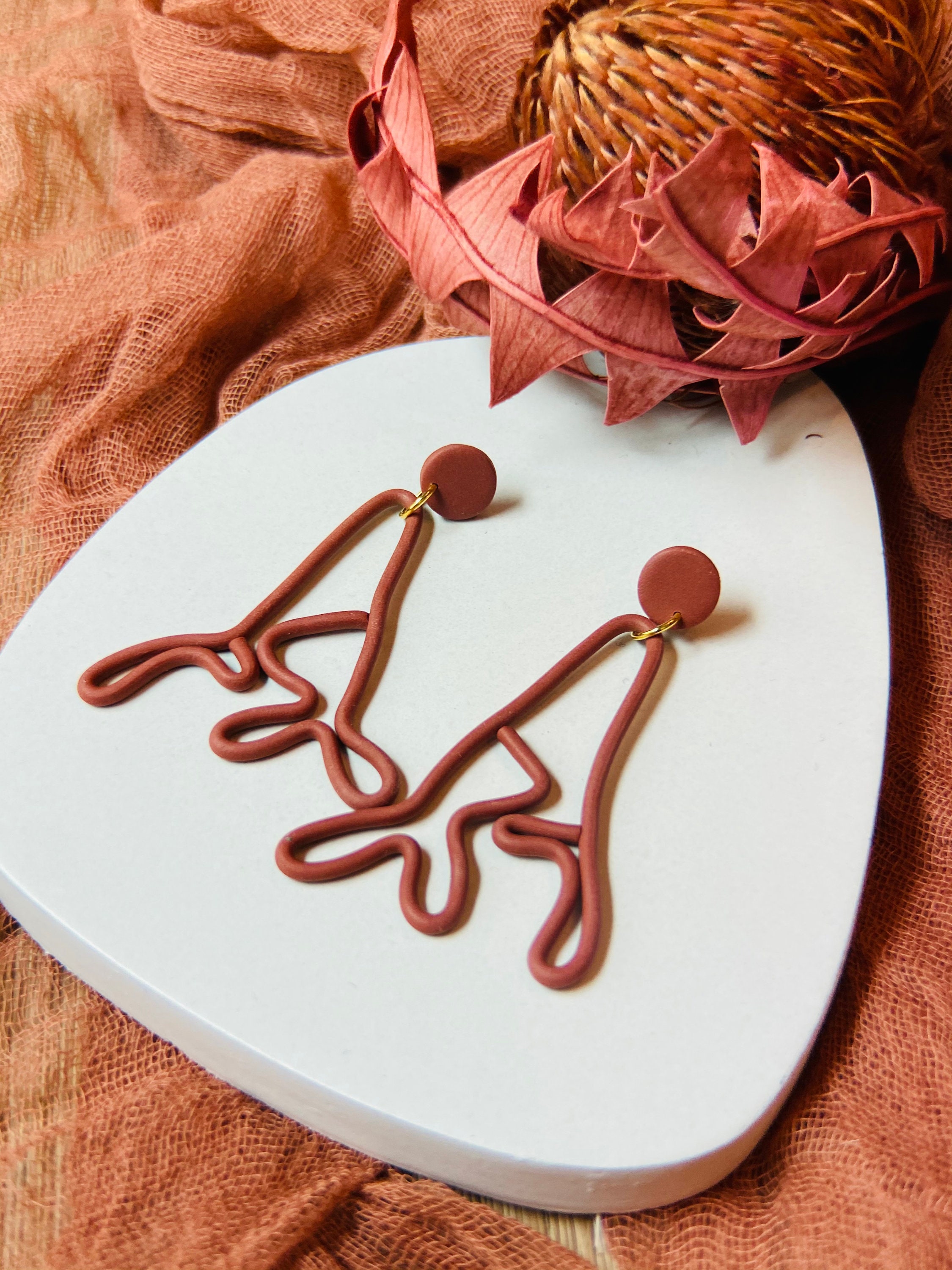 Abstract Line Earrings Handmade Polymer Clay Earrings | Etsy