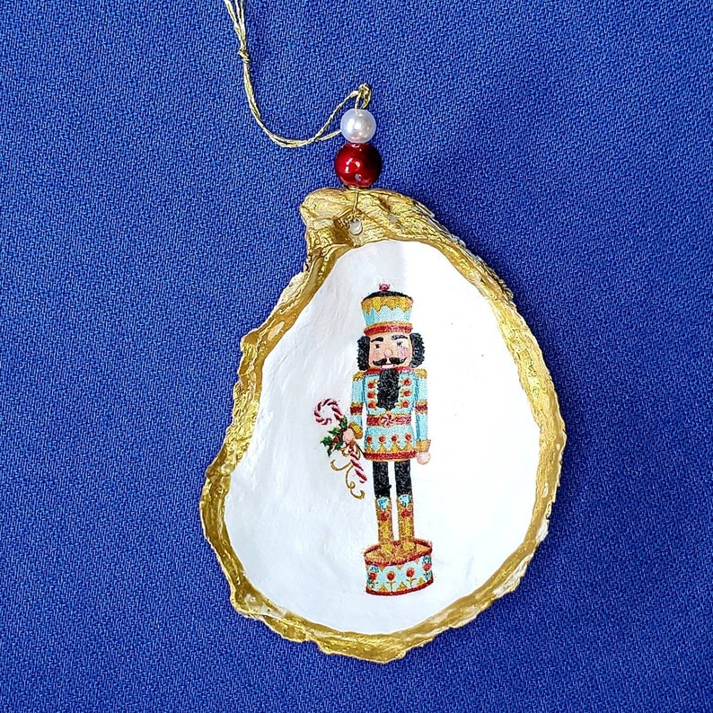 Oyster Shell Nutcracker Handmade Nautical Christmas Ornament, Beach ...