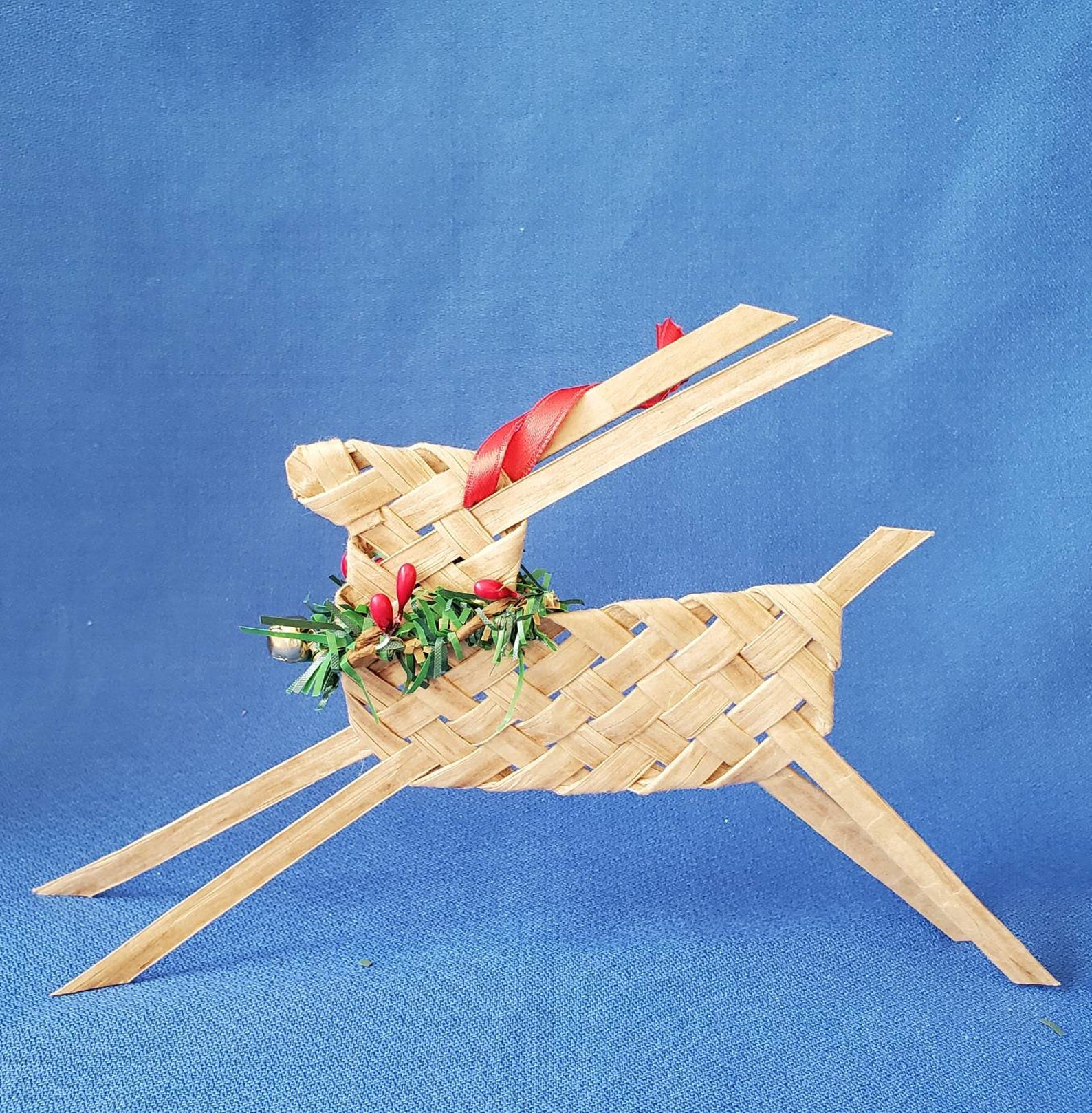 Scandinavian Woven Reindeer Deer Handmade Christmas Ornament, Reindeer ...