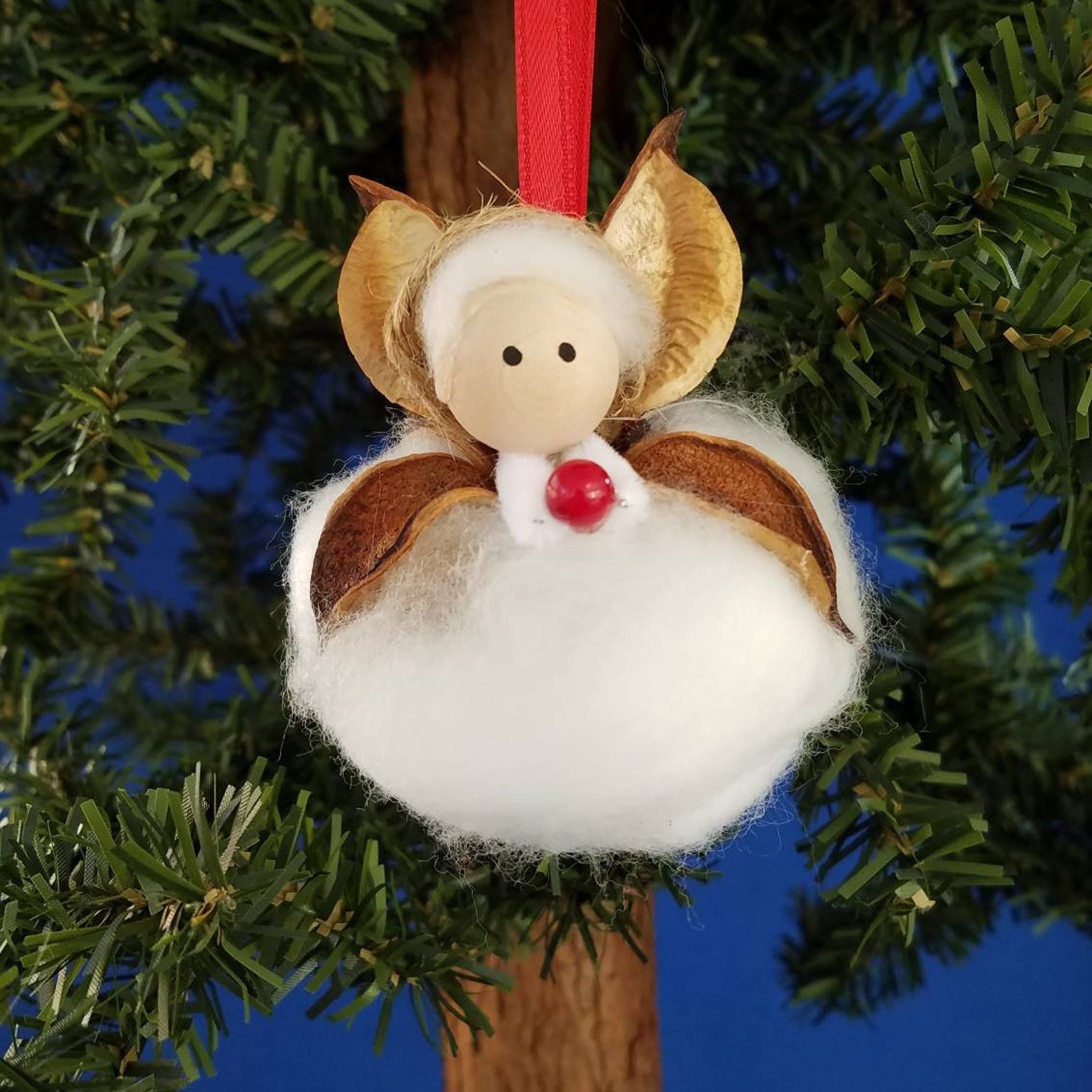 Cotton Angel Handmade Christmas Ornament, Angel Ornament, Southern ...