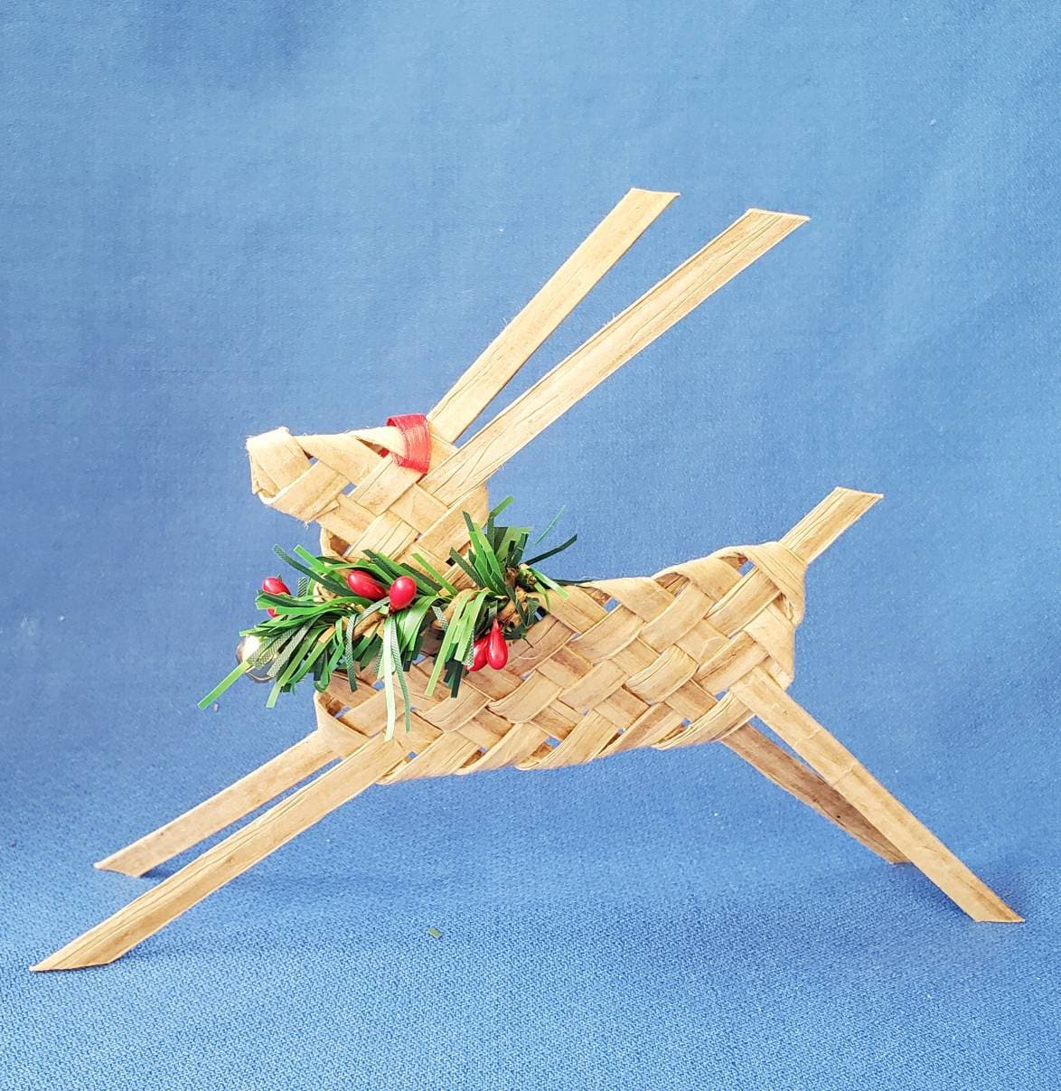 Scandinavian Woven Reindeer Deer Handmade Christmas Ornament, Reindeer ...