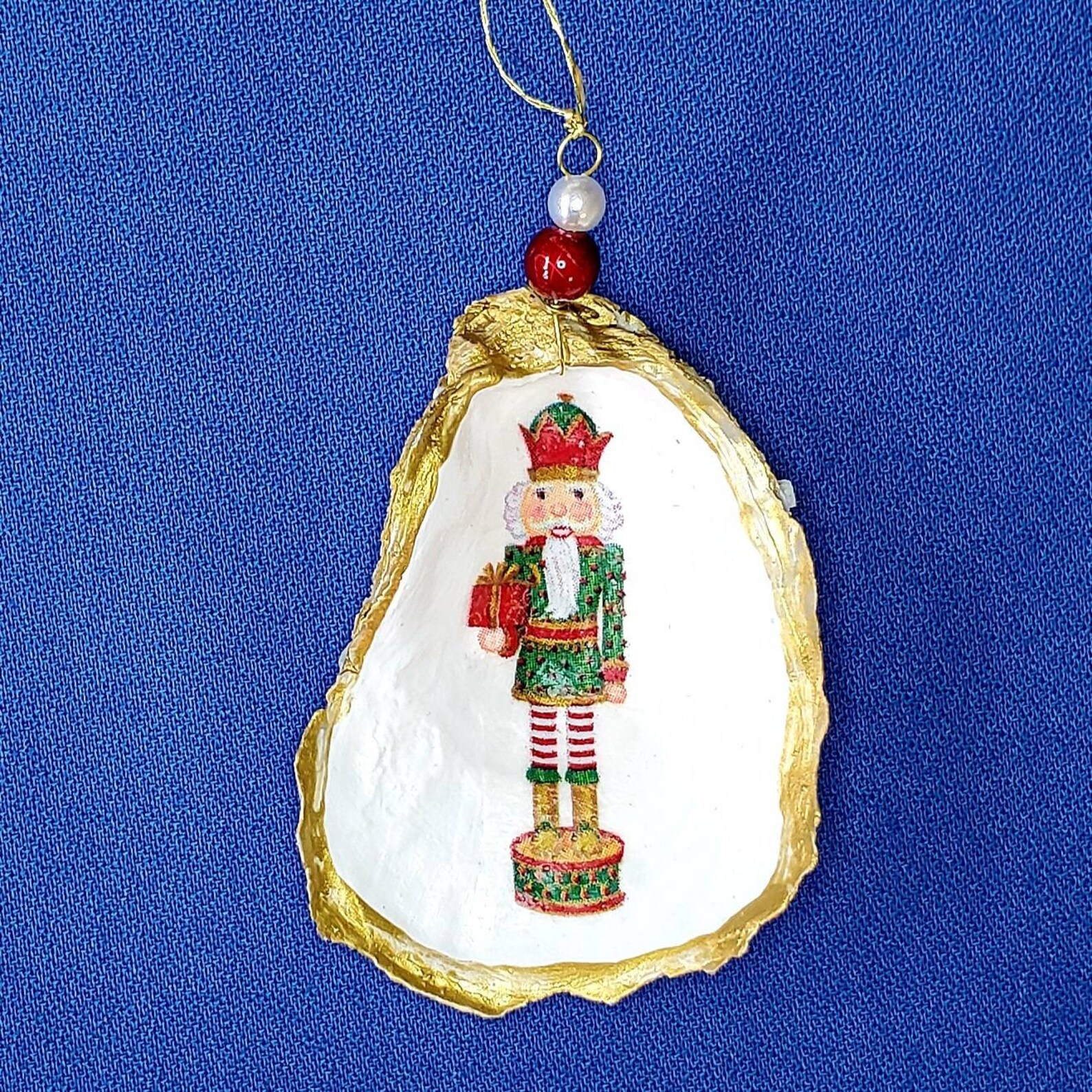 Oyster Shell Nutcracker Handmade Nautical Christmas Ornament, Beach ...