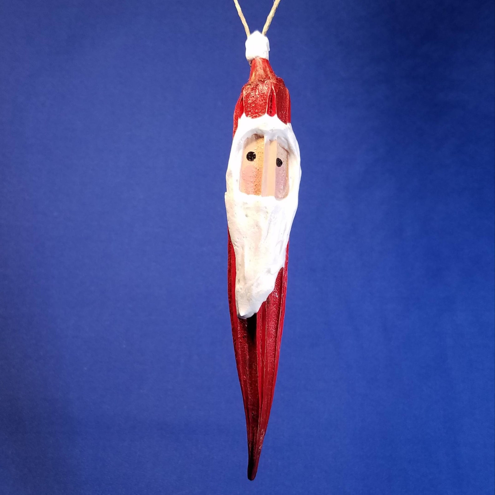 Okra Santa Handmade Christmas Ornament, Santa Claus Ornament, Dried ...
