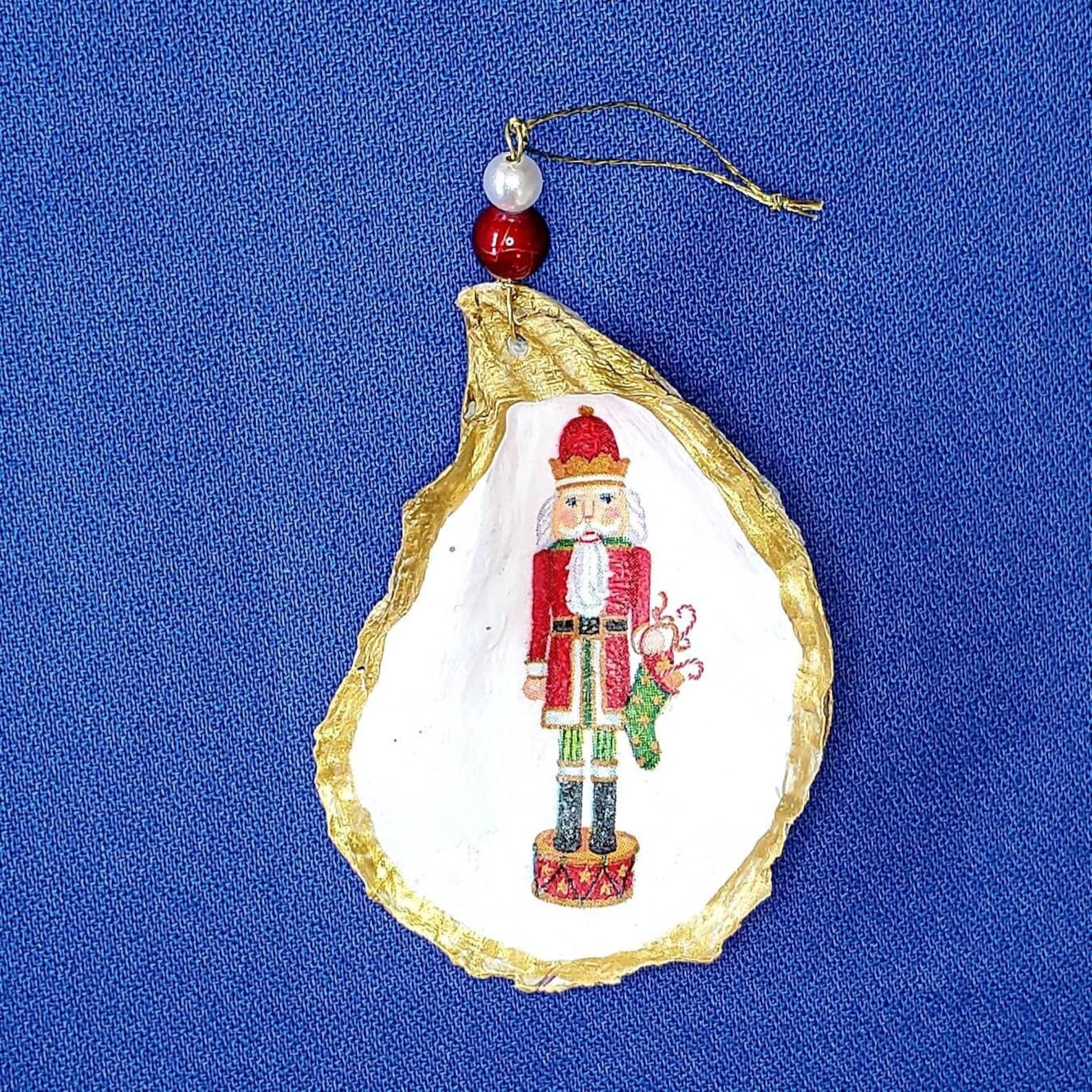 Oyster Shell Nutcracker Handmade Nautical Christmas Ornament, Beach ...