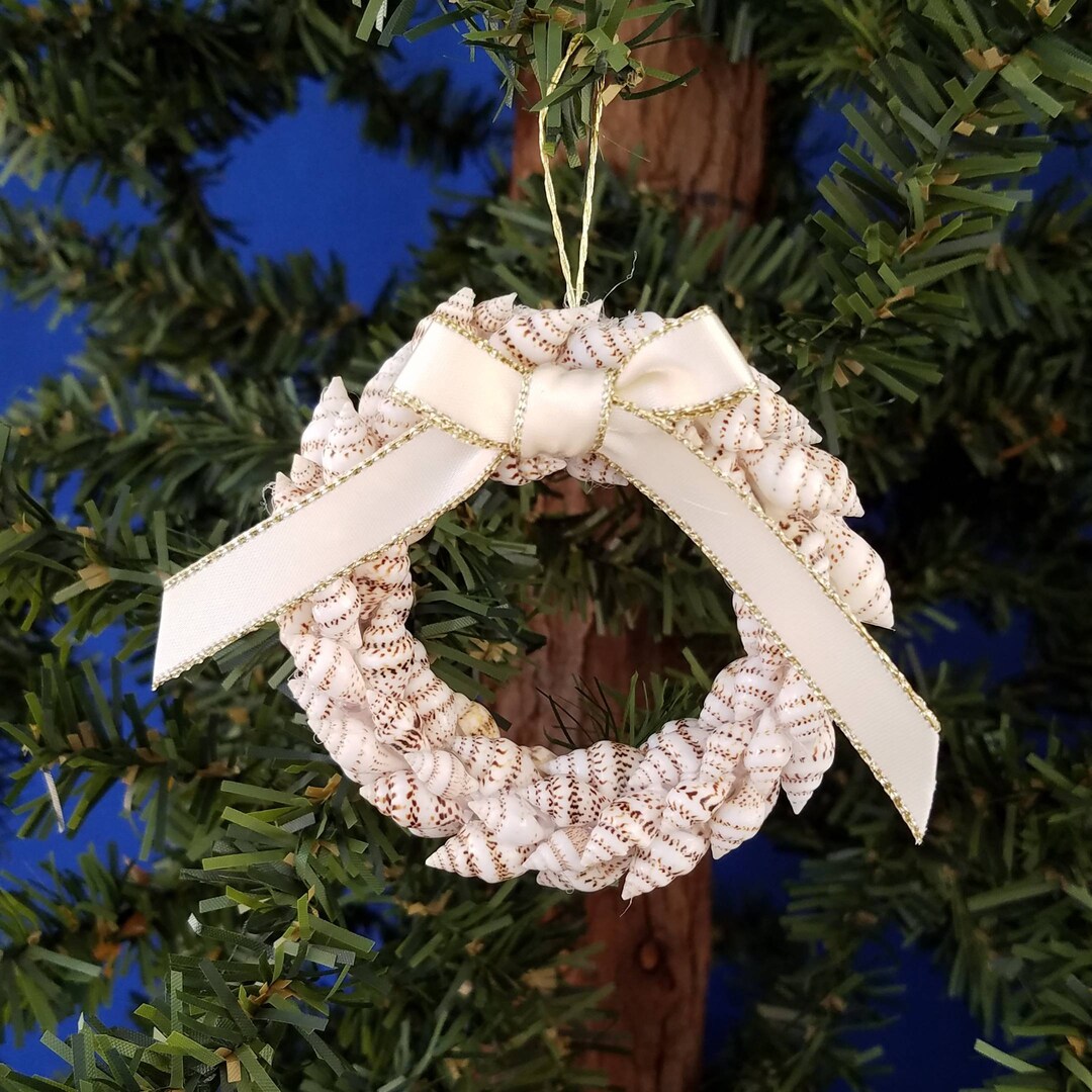 Shell Wreath Handmade Nautical Christmas Ornament, Beach Decor, Coastal ...