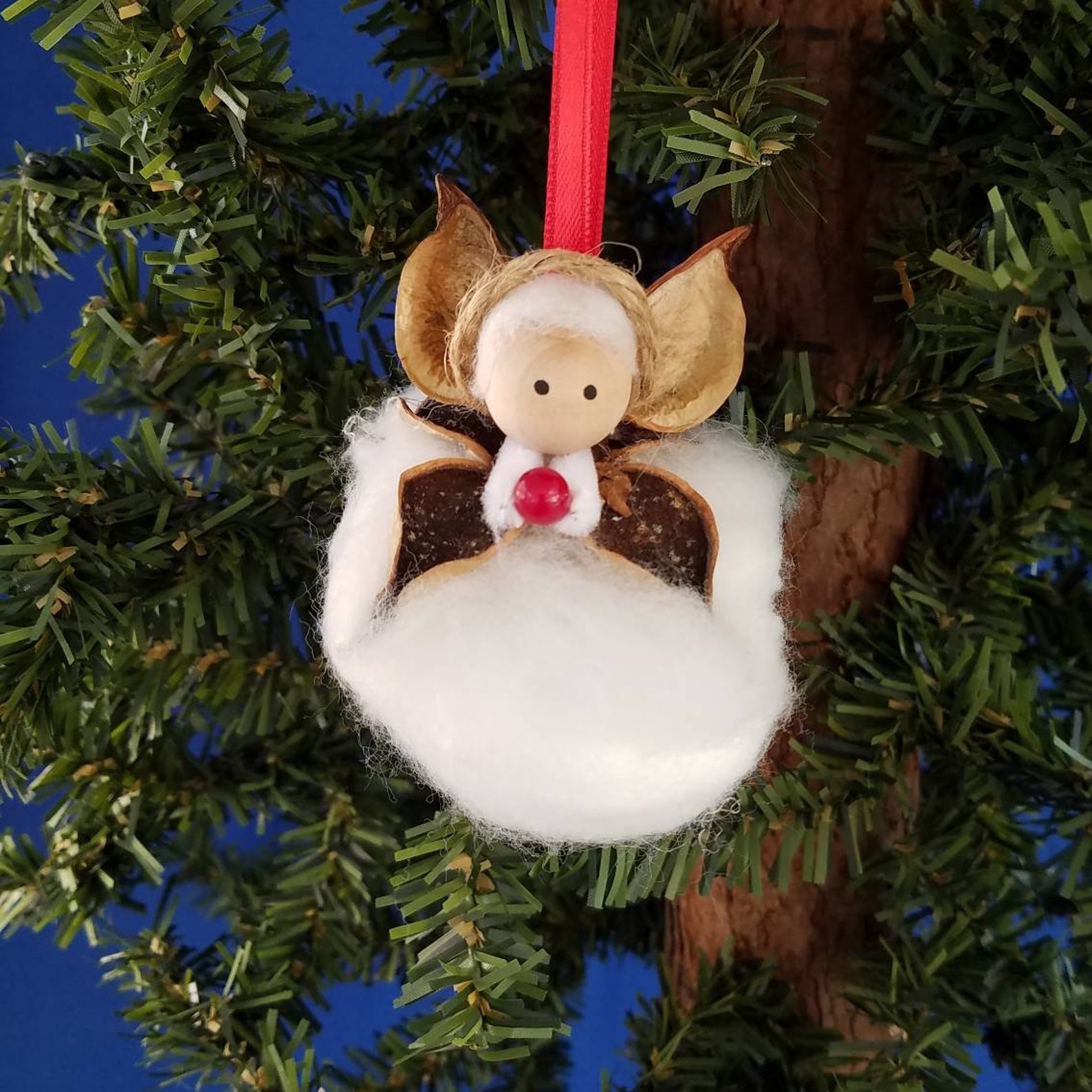 Cotton Angel Handmade Christmas Ornament, Angel Ornament, Southern ...