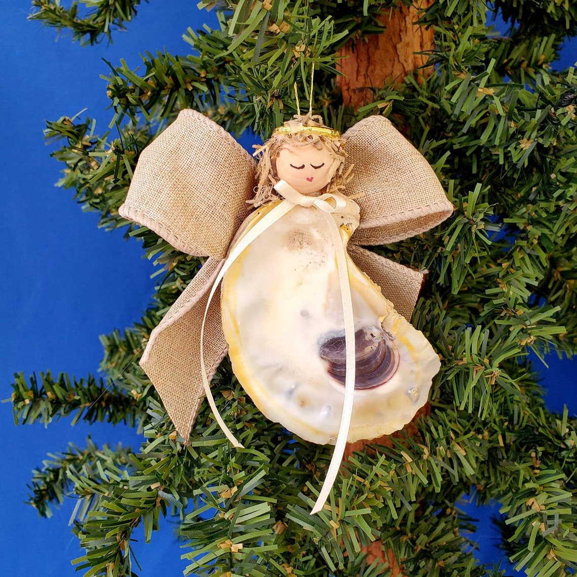 Oyster Shell Angel Handmade Nautical Christmas Ornament Beach | Etsy