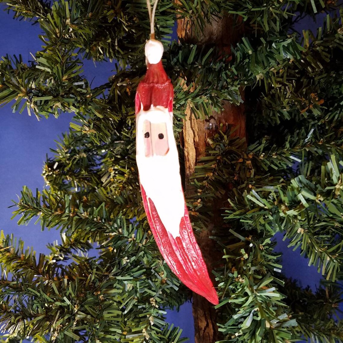 Okra Santa Handmade Christmas Ornament, Santa Claus Ornament, Dried ...
