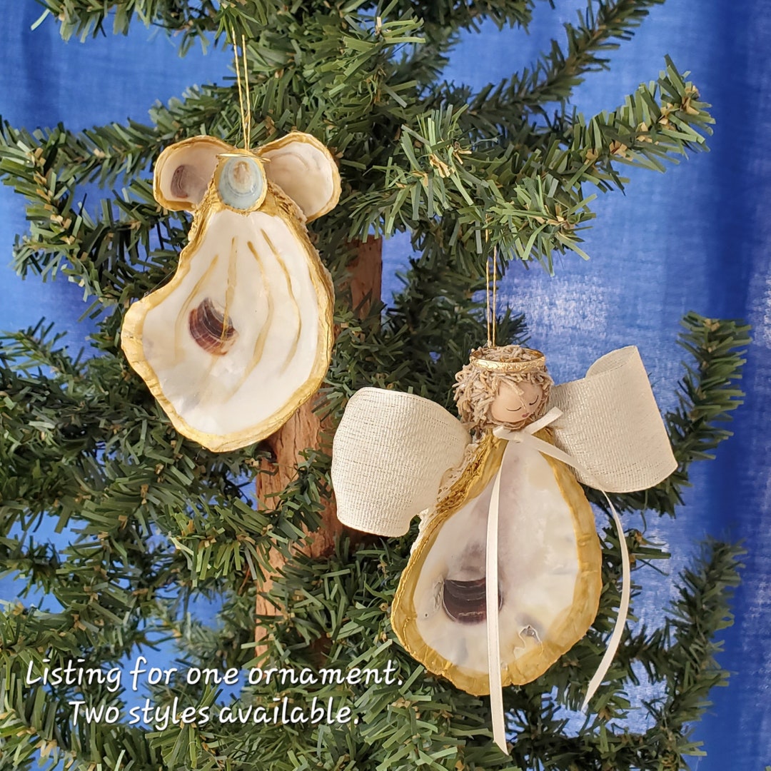 Oyster Shell Angel Handmade Nautical Christmas Ornament, Beach Decor ...