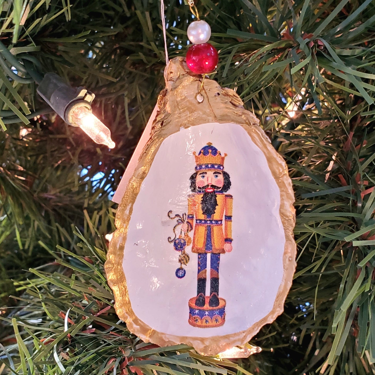 Oyster Shell Nutcracker Handmade Nautical Christmas Ornament, Beach ...