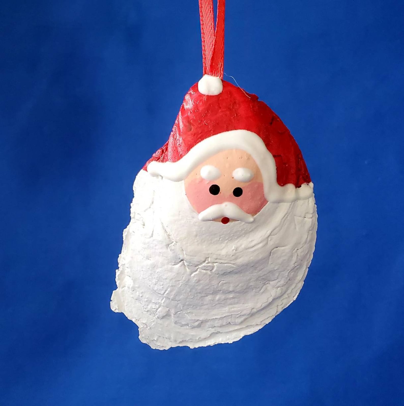 Oyster Santa Handmade Shell Nautical Christmas Ornament, Beach Decor ...