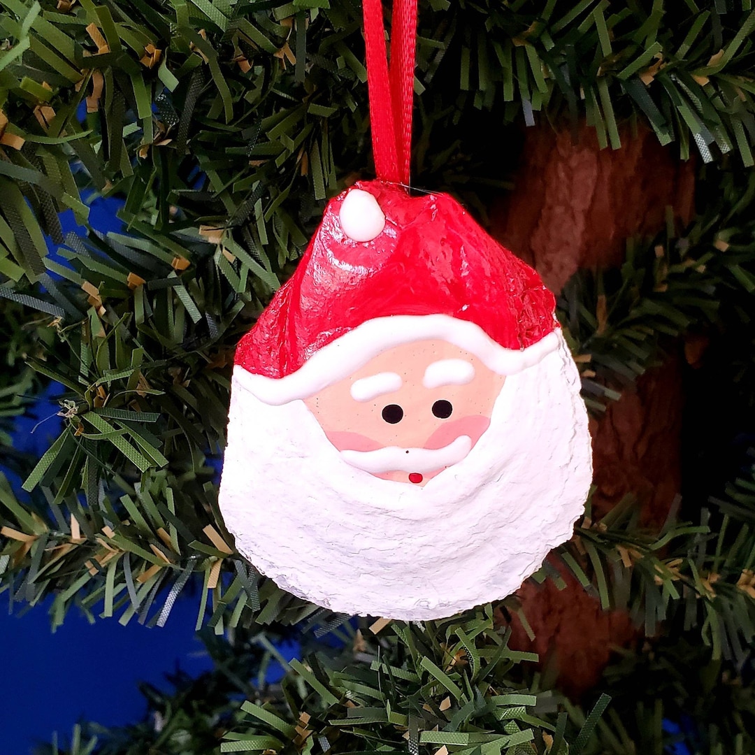 Oyster Santa Handmade Shell Nautical Christmas Ornament, Beach Decor ...