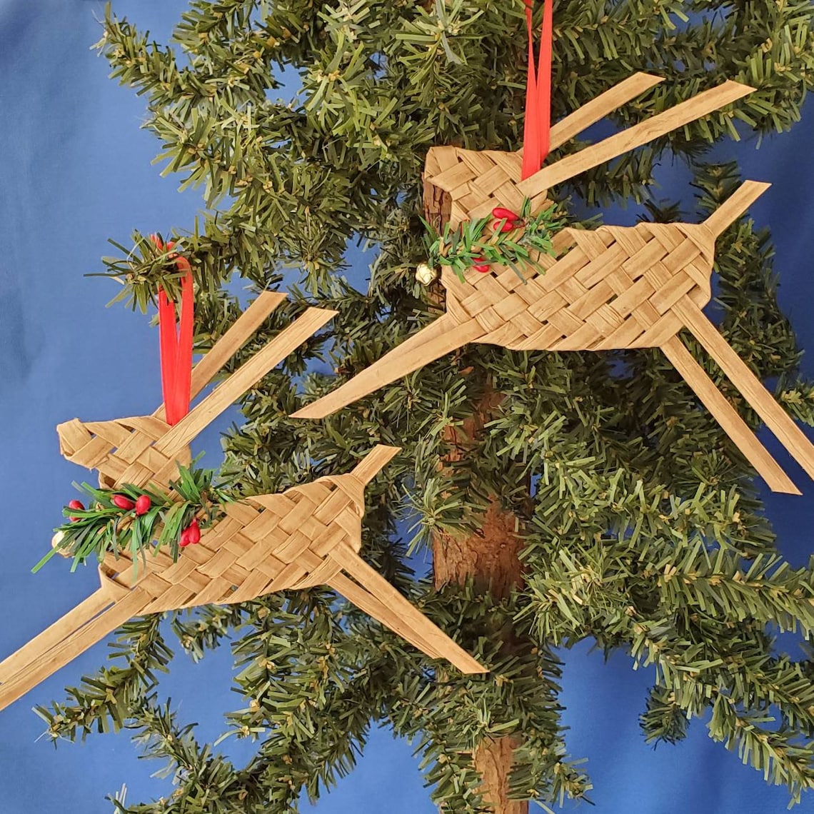 Scandinavian Woven Reindeer Deer Handmade Christmas Ornament | Etsy