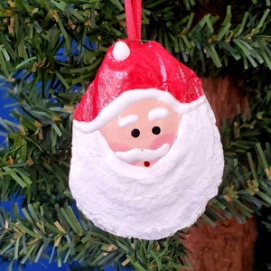 Oyster Santa Handmade Shell Nautical Christmas Ornament, Beach Decor ...