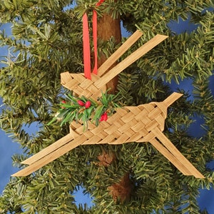 Scandinavian Woven Reindeer Deer Handmade Christmas Ornament, Reindeer ...