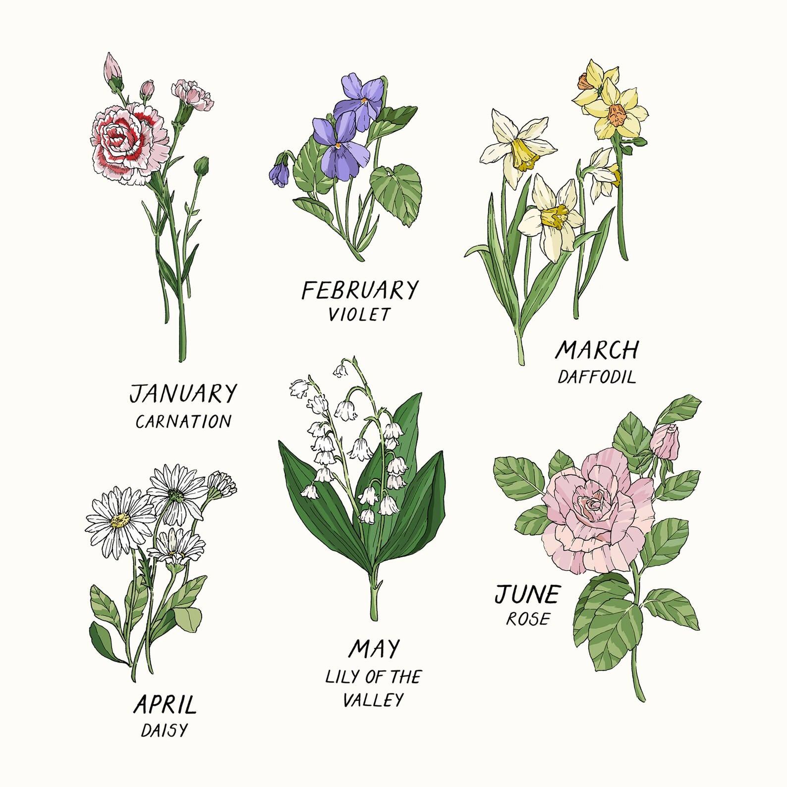 Personalised Birth Month Flower Art Print - Etsy