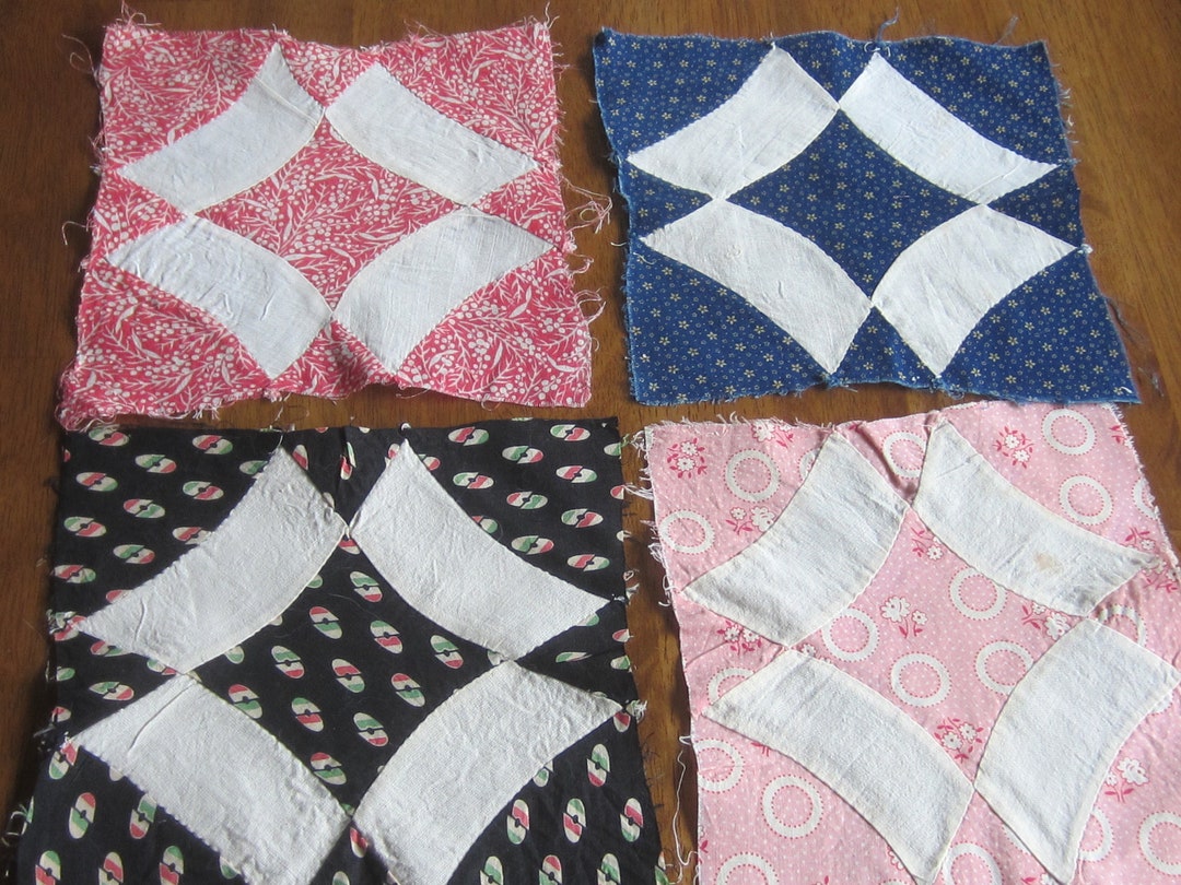 FOUR Antique 1900s Primitive Quilt Blocks 8 - Etsy