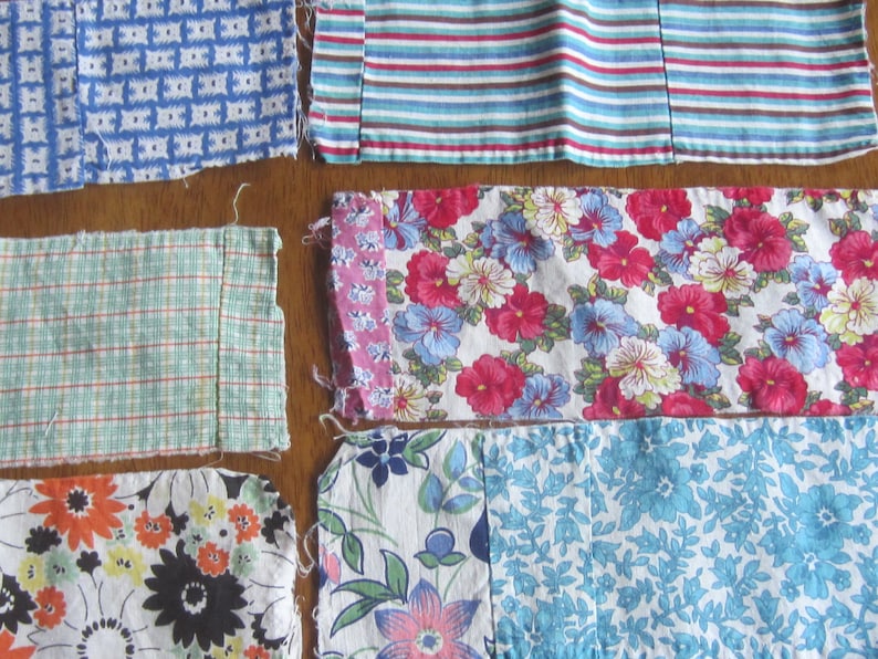 18 Vintage Feedsack-type Floral Calico Fabric Cotton Pieces, 9x3.5 ...
