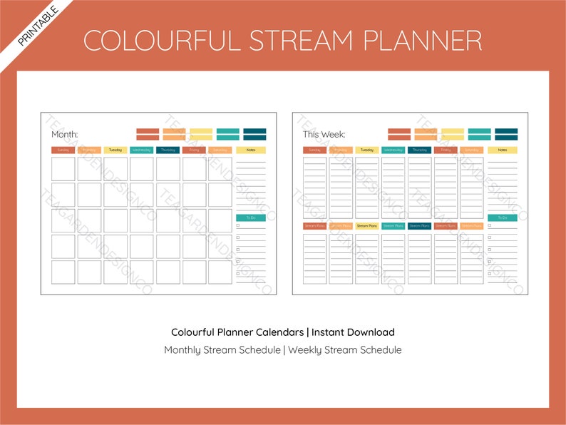 TWITCH PLANNER Colorful Printable PDF Planner Streamer Gifts Simple ...