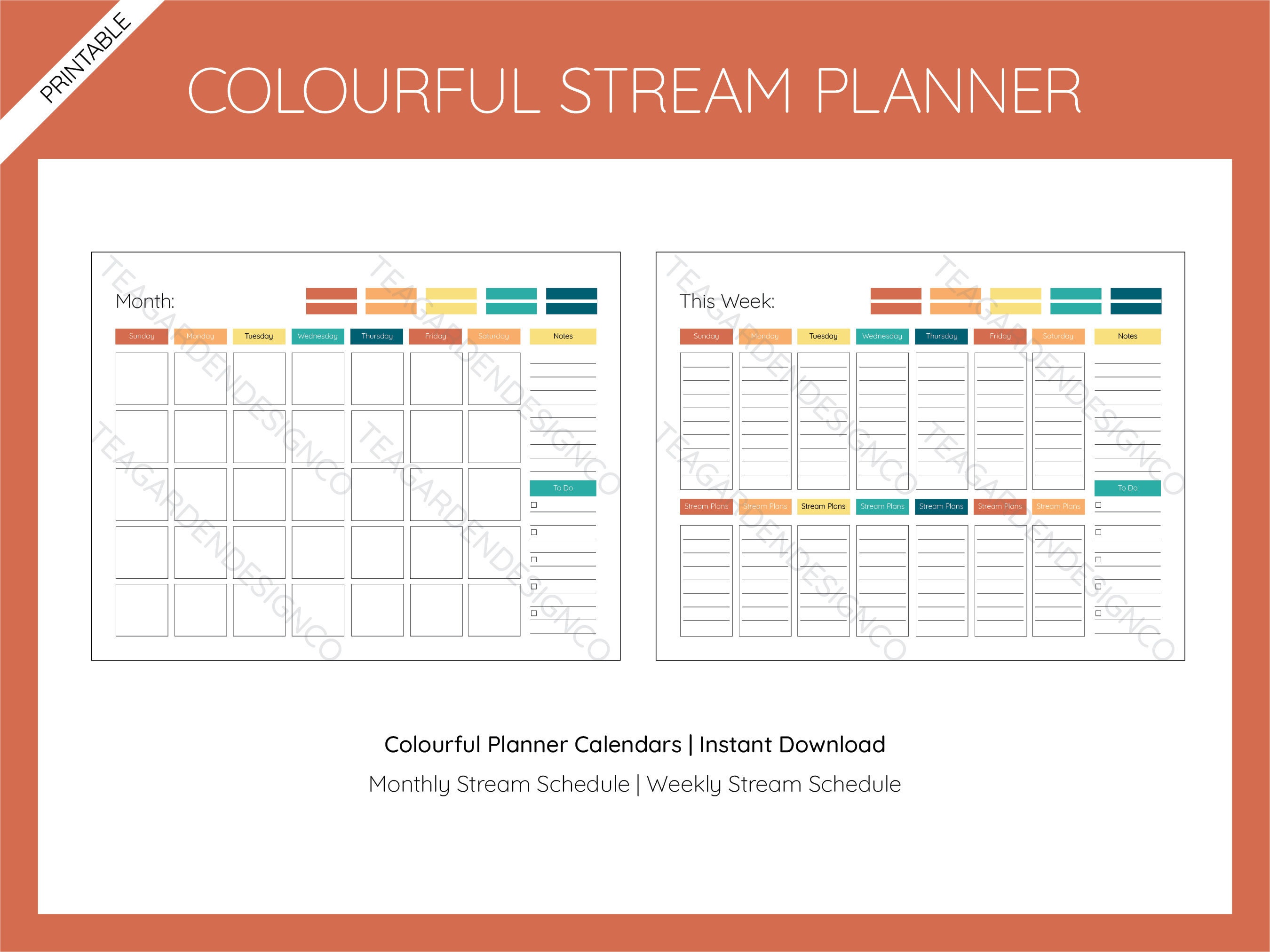 TWITCH PLANNER Colorful Printable PDF Planner Streamer Gifts Simple ...