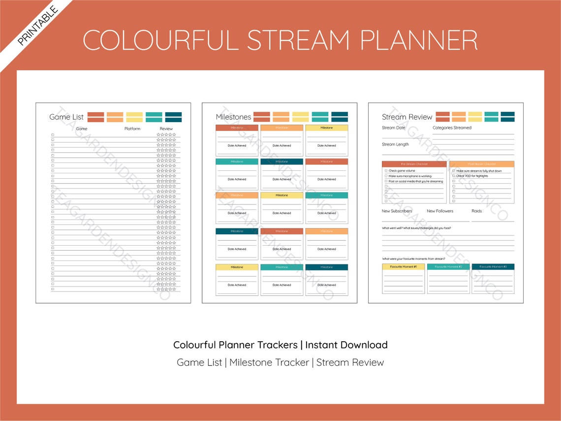 TWITCH PLANNER Colorful Printable PDF Planner Streamer - Etsy