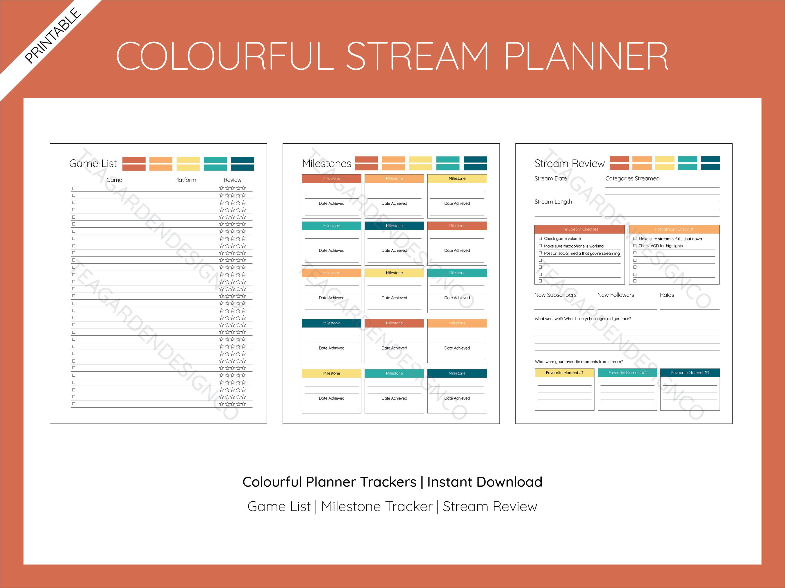 TWITCH PLANNER Colorful Printable PDF Planner Streamer Gifts Simple ...