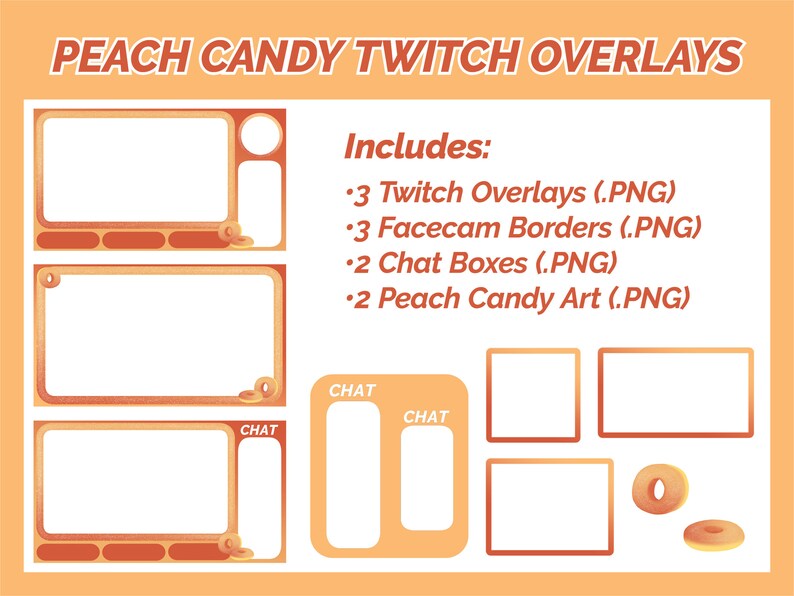 ANIMATED Peach Candy Twitch Overlay Package Live Stream Branding ...