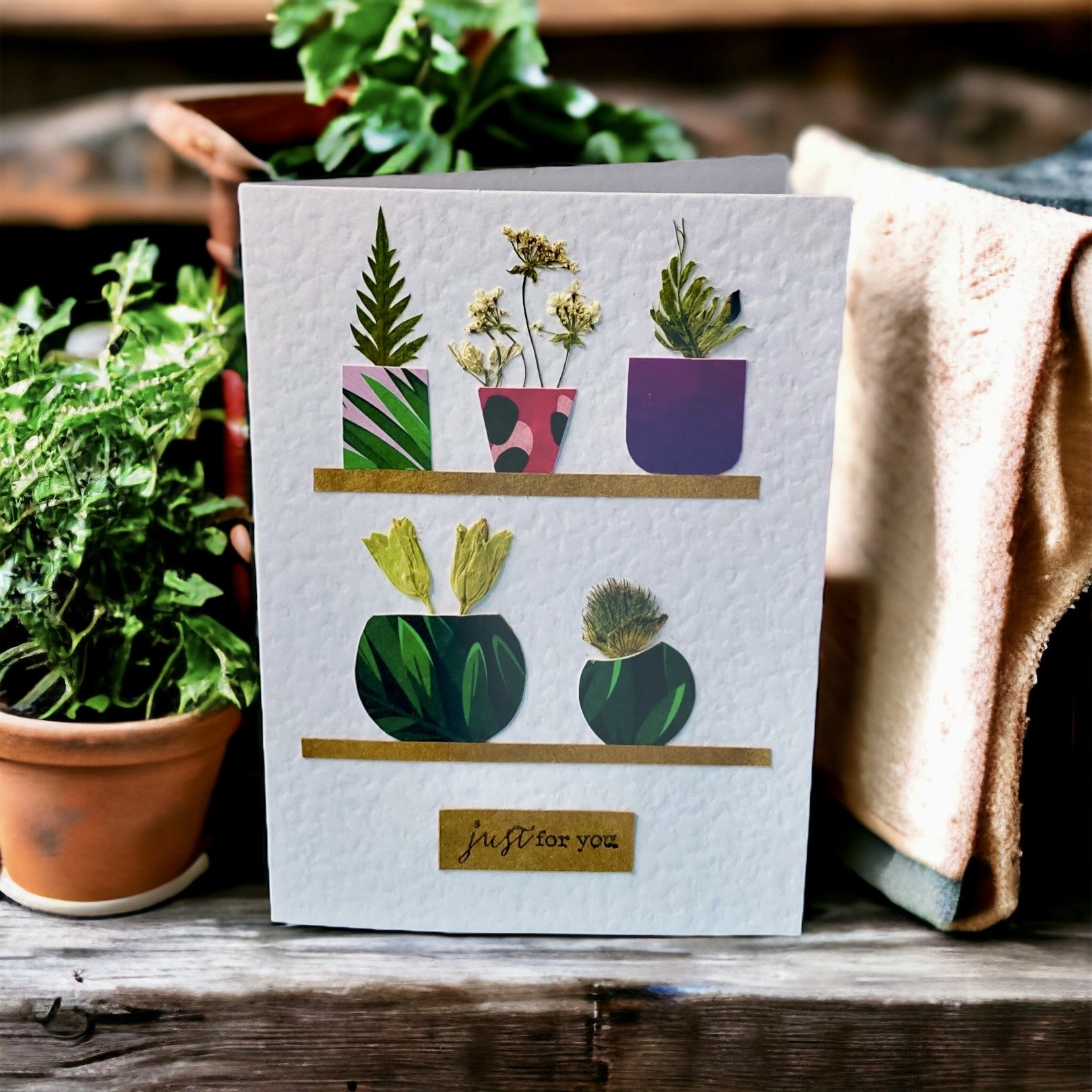 Pressed Flower Greeting Card for Plant Lover, House Plant Greeting Card ...