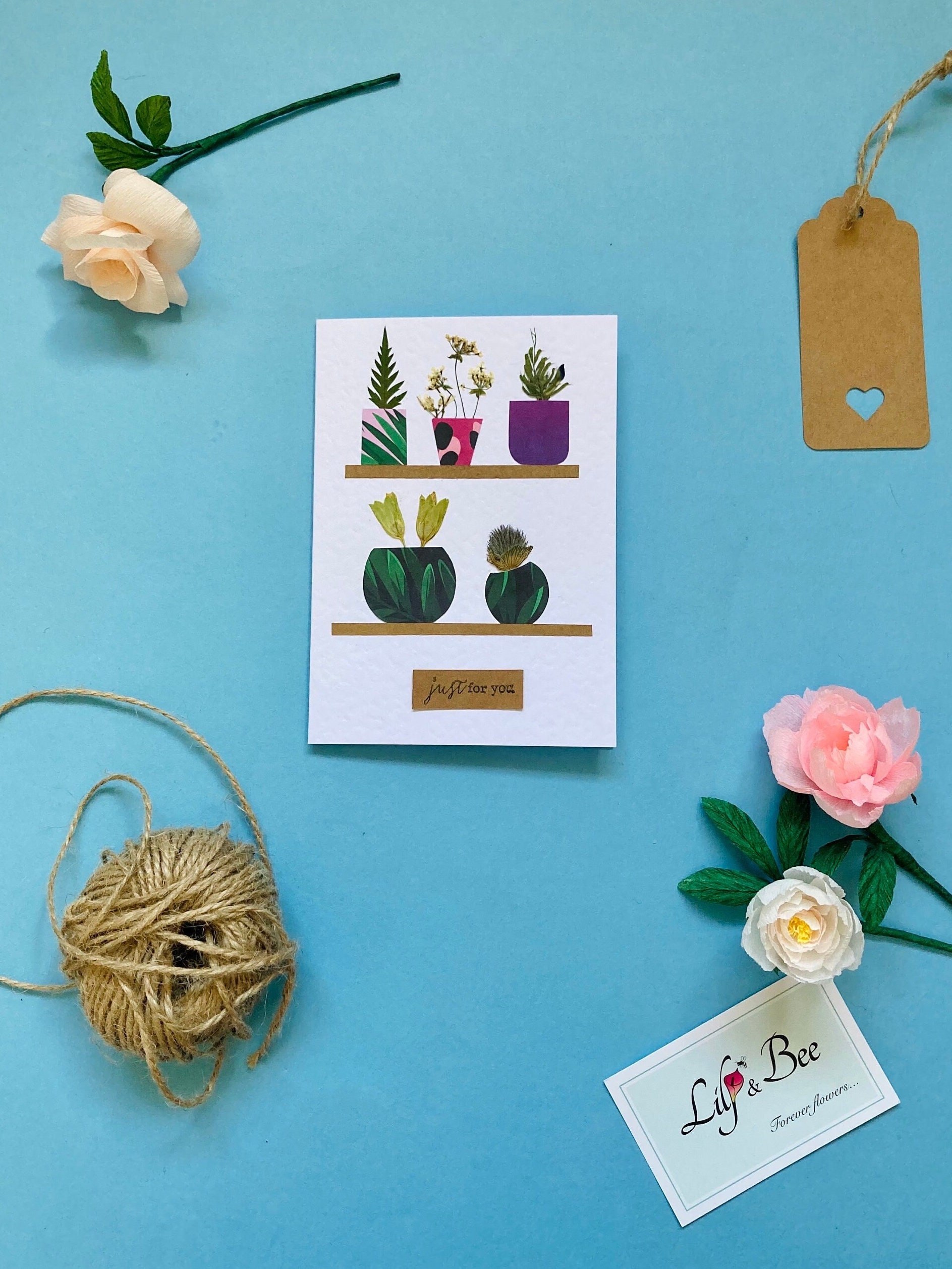 Pressed Flower Greeting Card for Plant Lover, House Plant Greeting Card ...