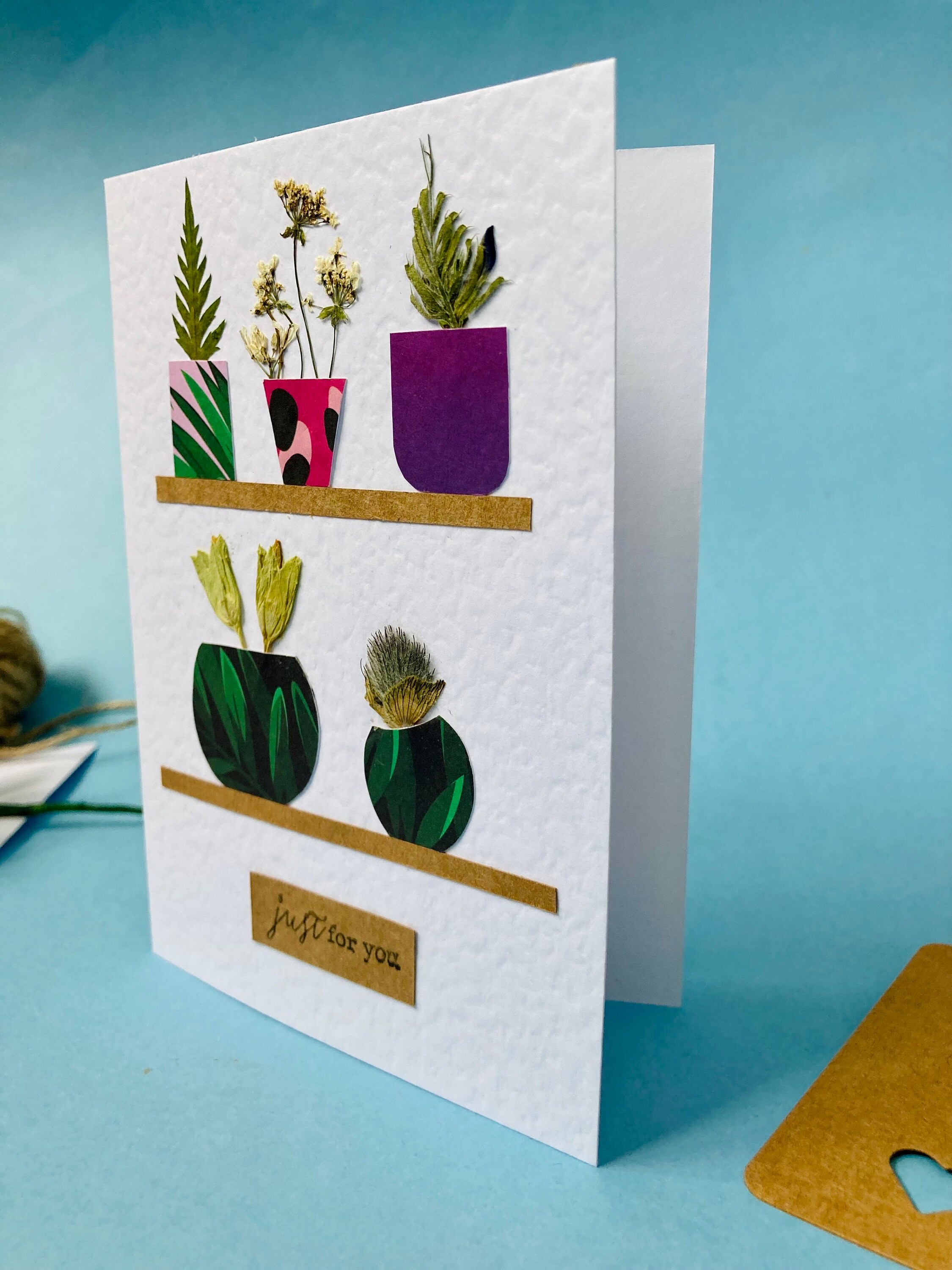 Pressed Flower Greeting Card for Plant Lover, House Plant Greeting Card ...