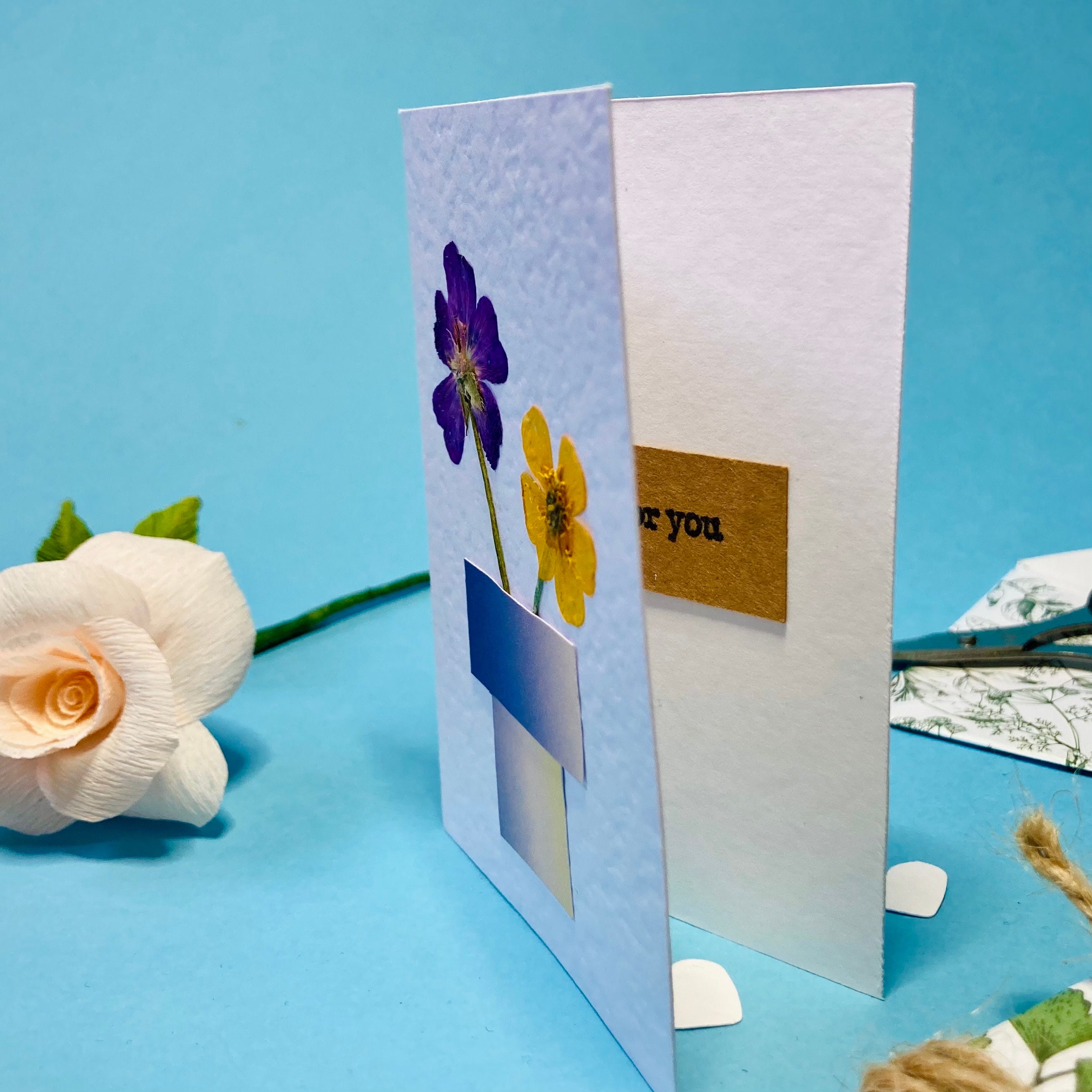 Pressed Flower Note Cards and Handmade Botanical Print Envelopes, Mini ...