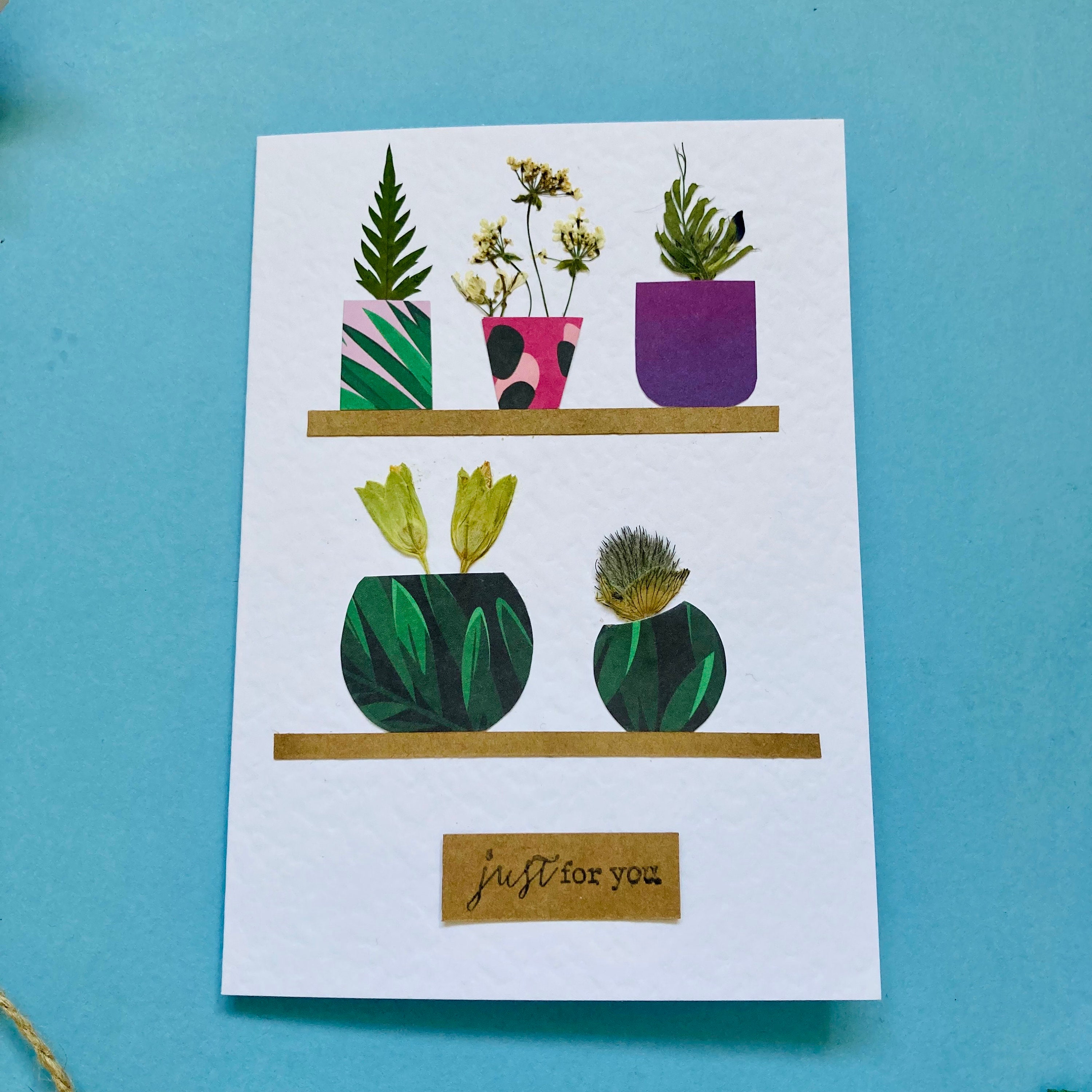 Pressed Flower Greeting Card for Plant Lover, House Plant Greeting Card ...