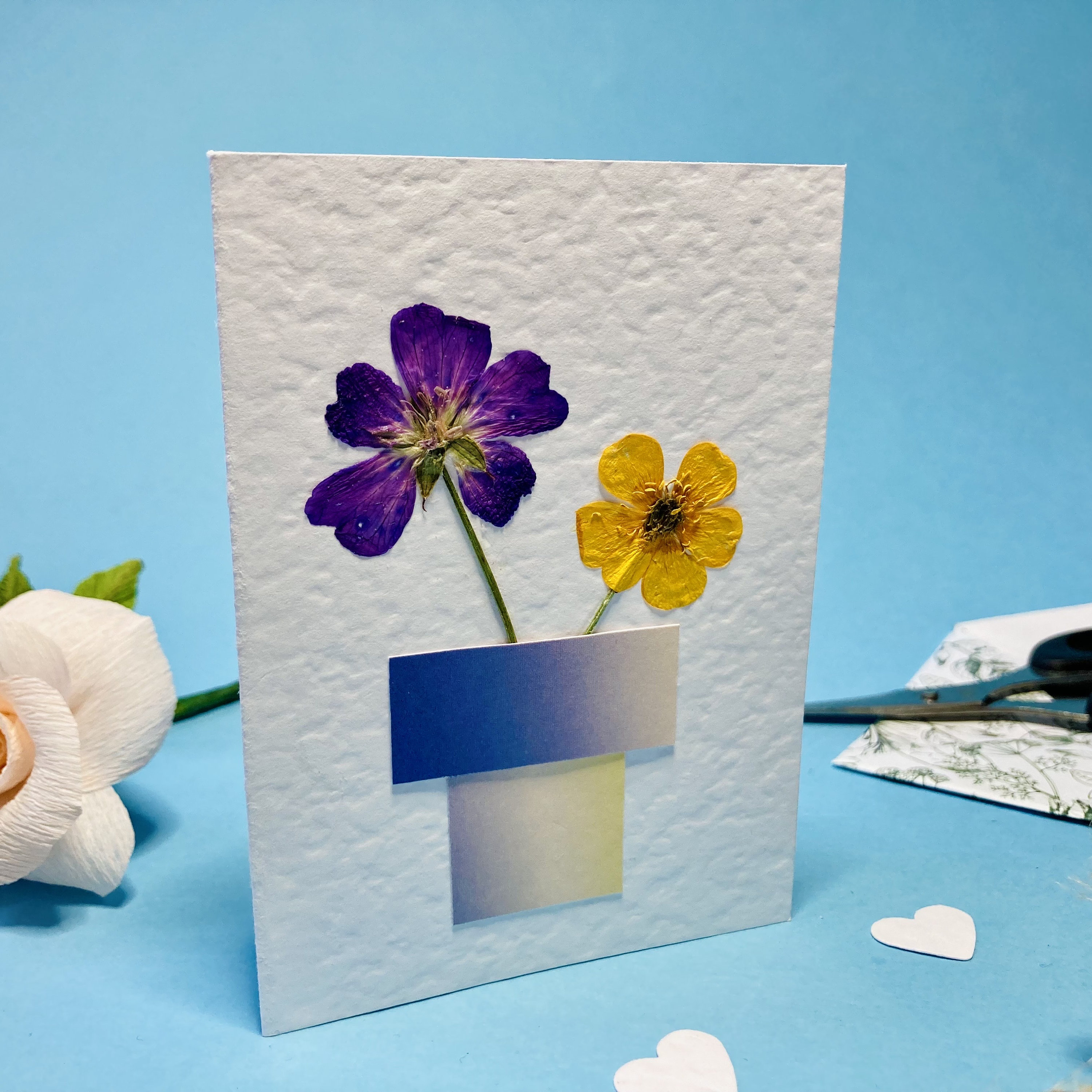 Pressed Flower Note Cards and Handmade Botanical Print Envelopes, Mini ...