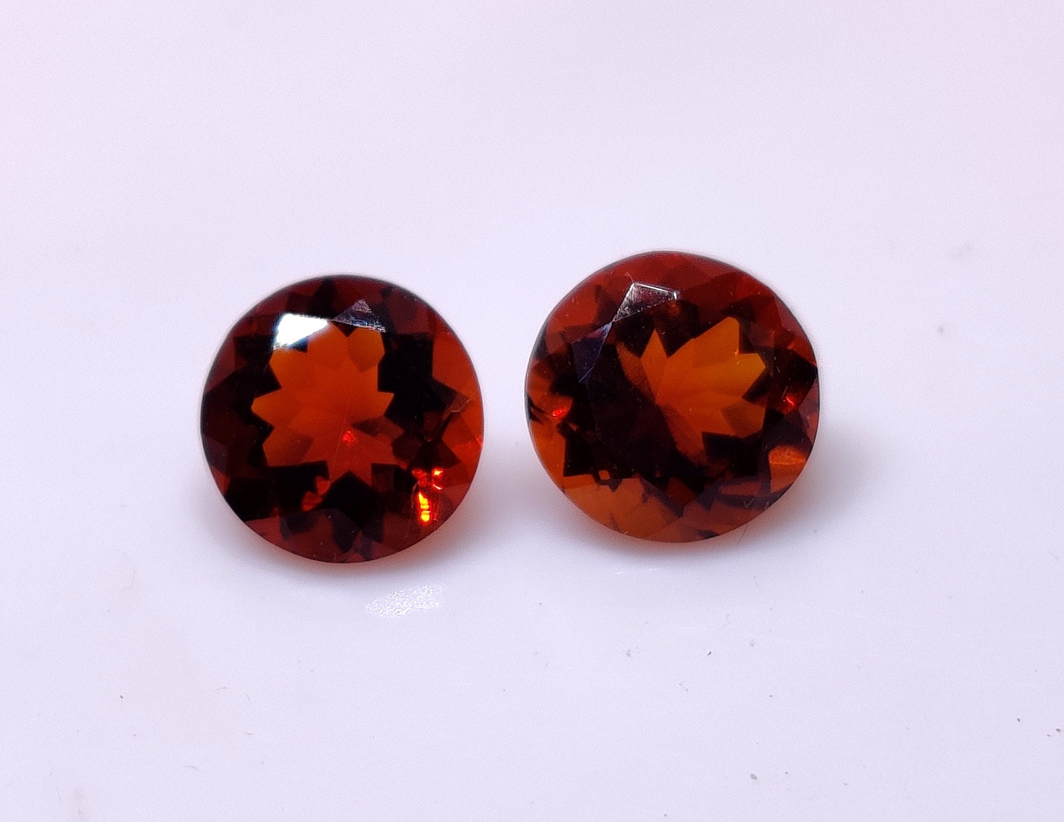 Hessonite Garnet 8 MM Round Cut Gemstone 2 Pcs Vibrant Golden Brown ...