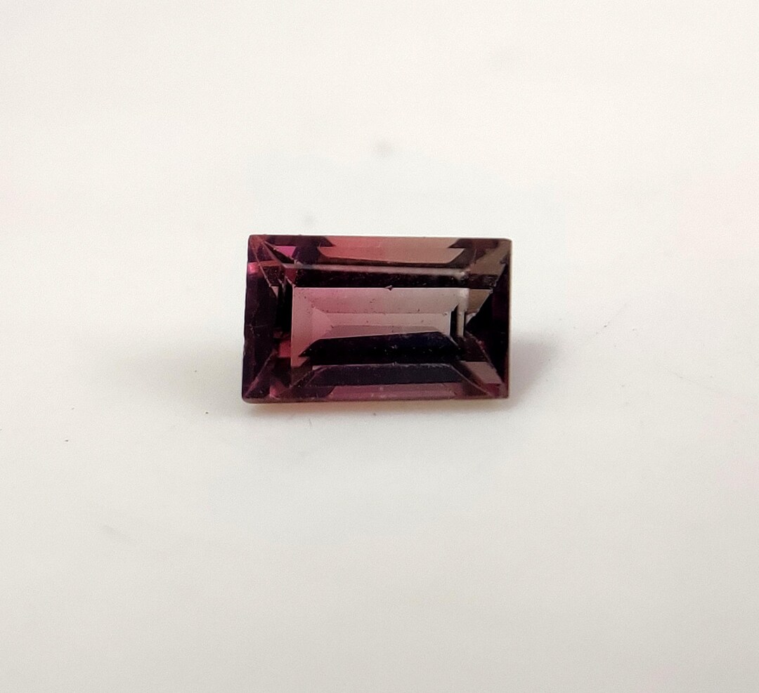 Watermelon Tourmaline Gemstone: 1.10 Ct Baguette Cut Bi-color Collector ...