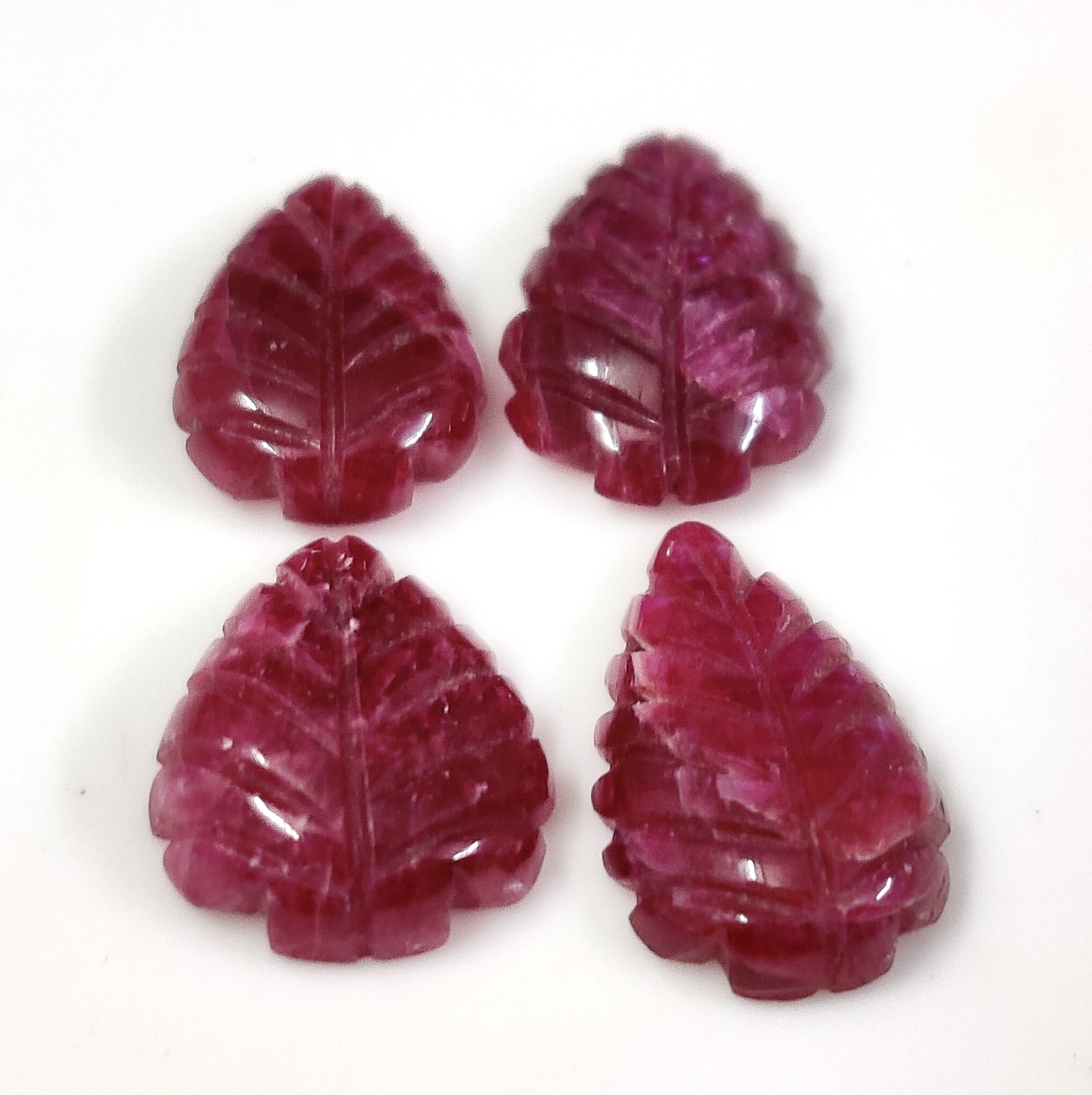 Leaf Carved Red Ruby Gemstone Lot, 4 Pcs 21.55 Cts for Silver Jewelry ...