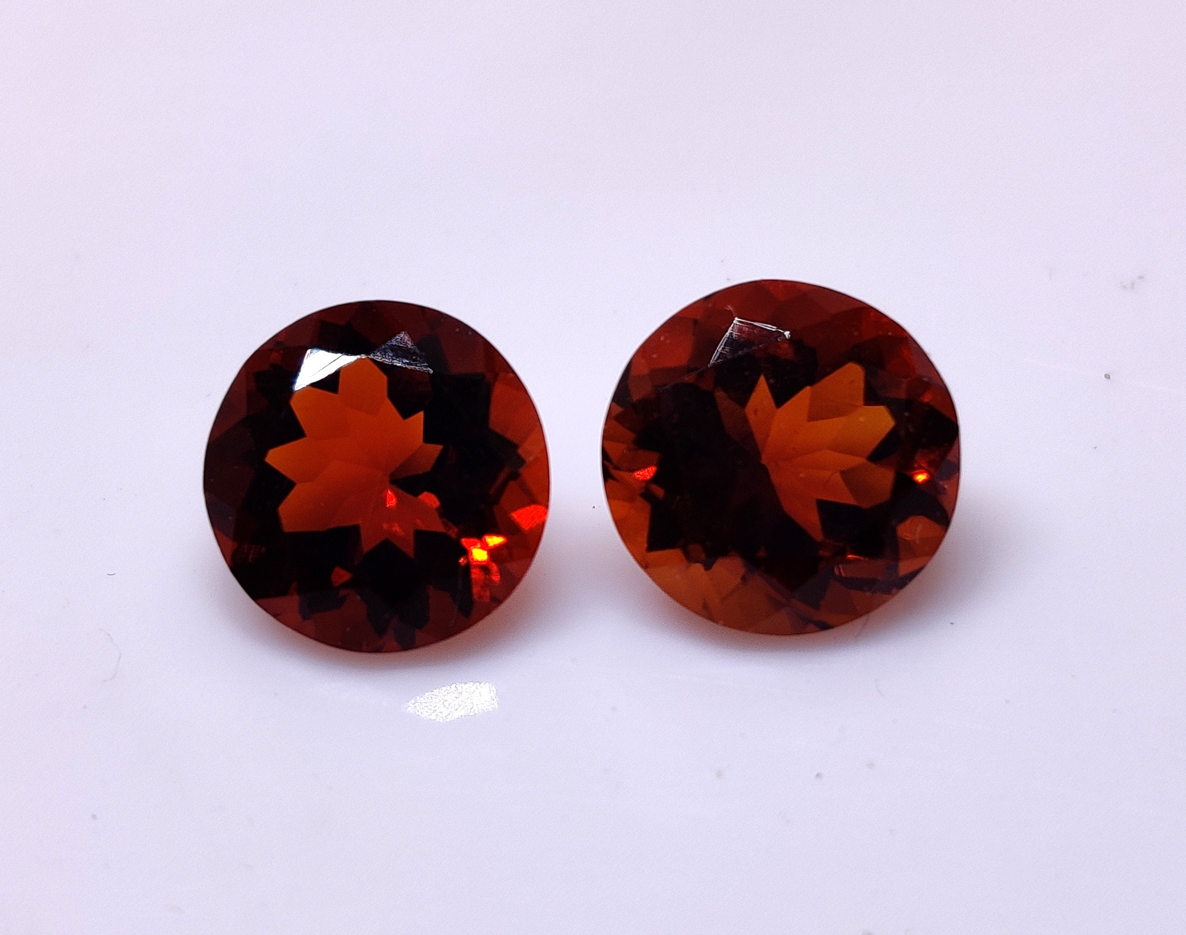 Hessonite Garnet 8 MM Round Cut Gemstone 2 Pcs Vibrant Golden Brown ...