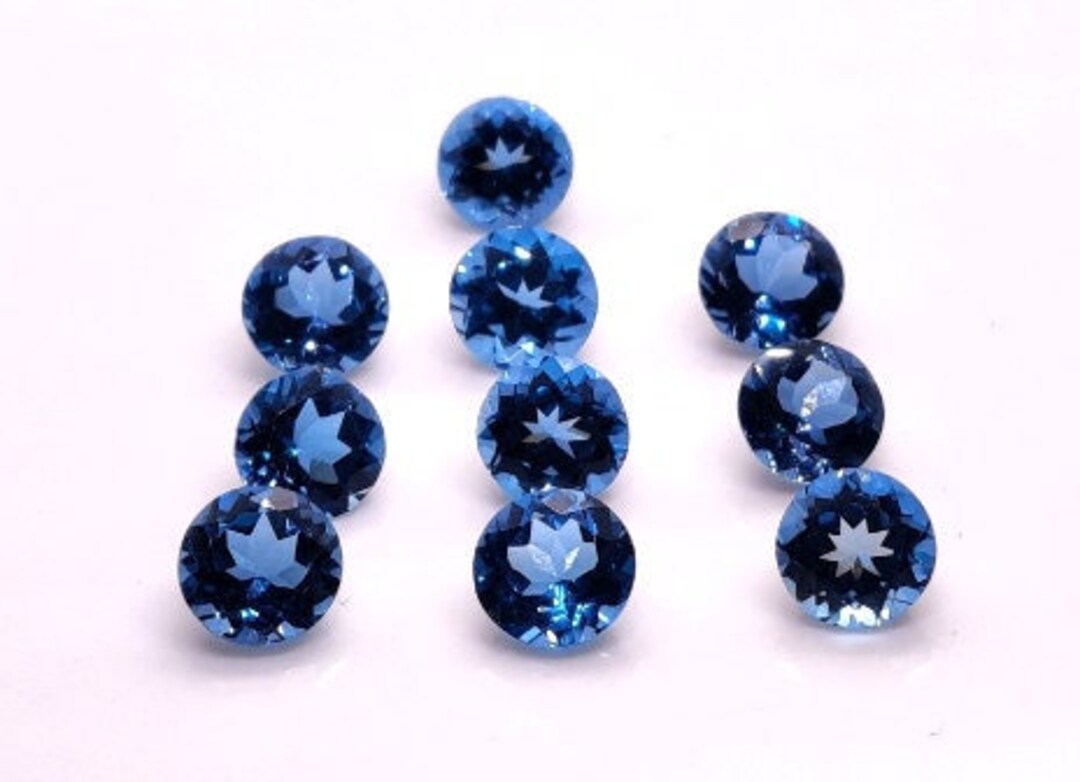 Natural AAA London Blue Topaz Round Cut - 7 Mm & 8 Mm - Genuine Blue ...