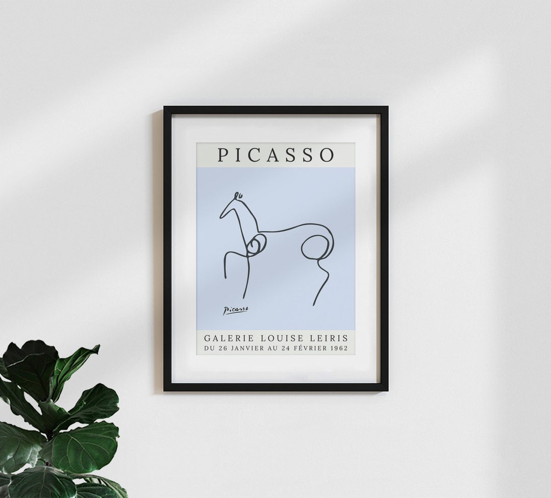 Póster con impresión artística clásica/vintage Caballo Picasso azul ...
