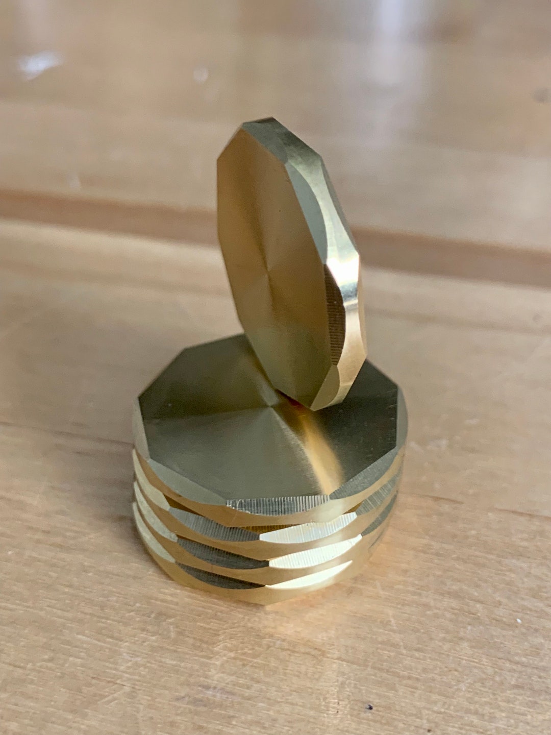 1 Brass CNC Milled Round Faceted/beceled Edge Blank Ball Markers ...