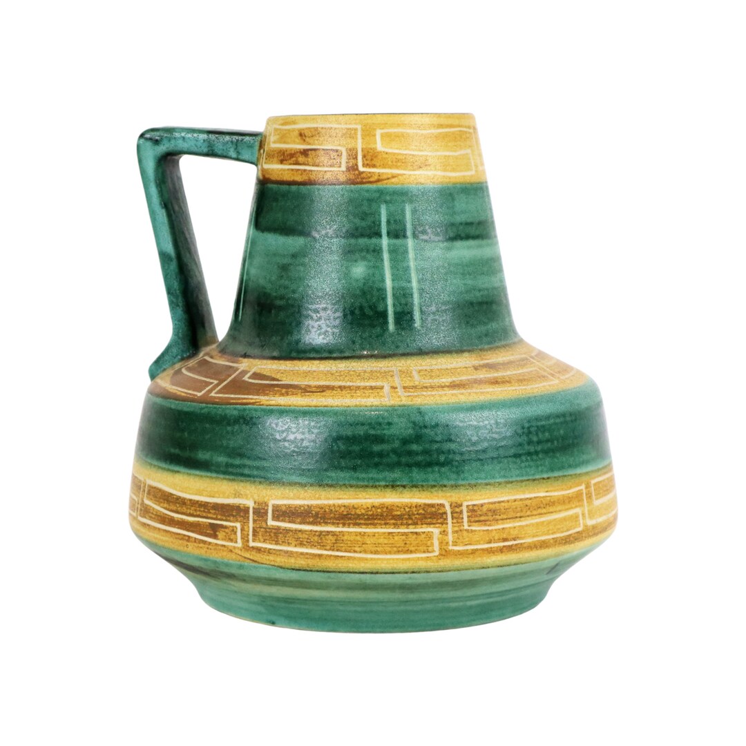 Mid Century Modern West Germany Bay Vaas Groen Geel 275-25 - Etsy