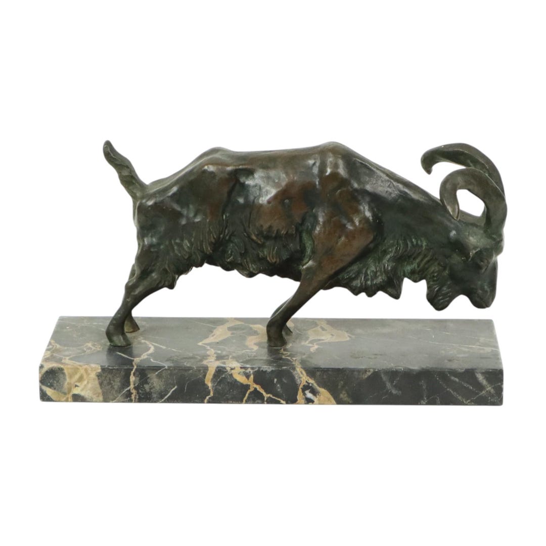 Antiek Bronzen Beeld Diersculptuur Geit Ram Marmer - Etsy