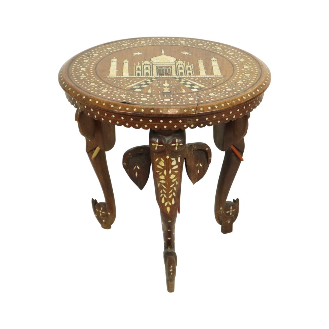 Anglo-indische Taj Mahal Bijzettafel Plantentafel Teak 41cm - Etsy