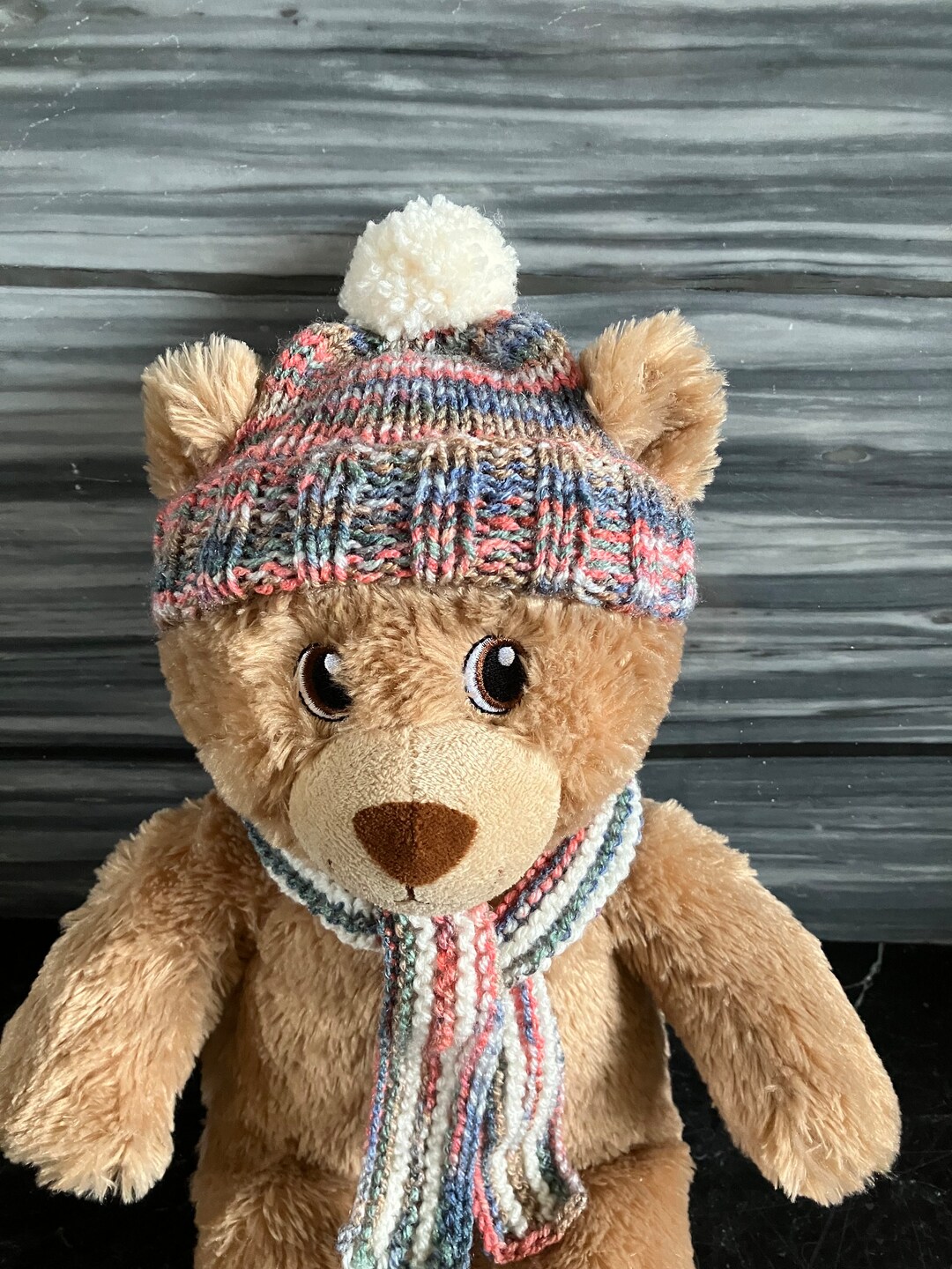 Teddy Bear Clothes. Hand Knitted Bobble Hat and Matching Scarf - Etsy