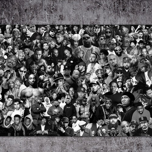 Old School Hip Hop Legends Rap Stars Collage Huge Piece of Art | Etsy