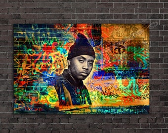 Old School NAS Hip Hop Legend original by Memento 36x24 Ready | Etsy